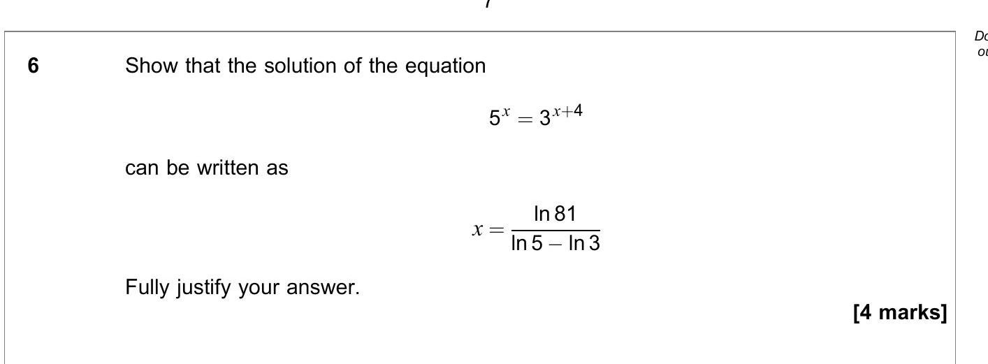 A-Level AQA Maths Pure Solving Equations: Show that the solution of the eq