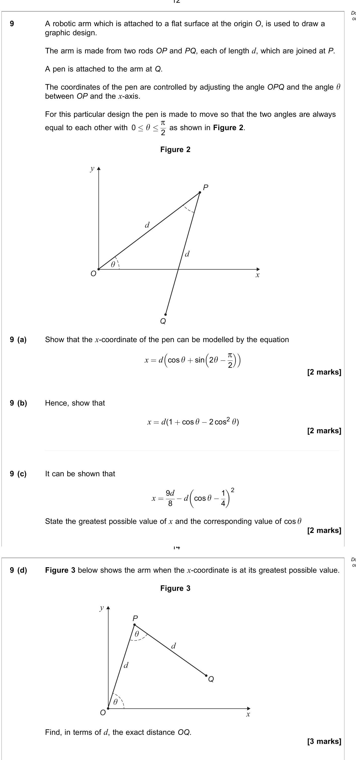 A-Level AQA Maths Pure 5.6 Compound & Double Angle Formulae: A robotic arm which is attached