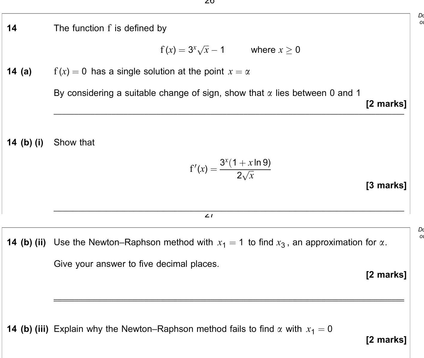 A-Level AQA Maths Pure 7.1 Differentiation: The function $f$ is defined by