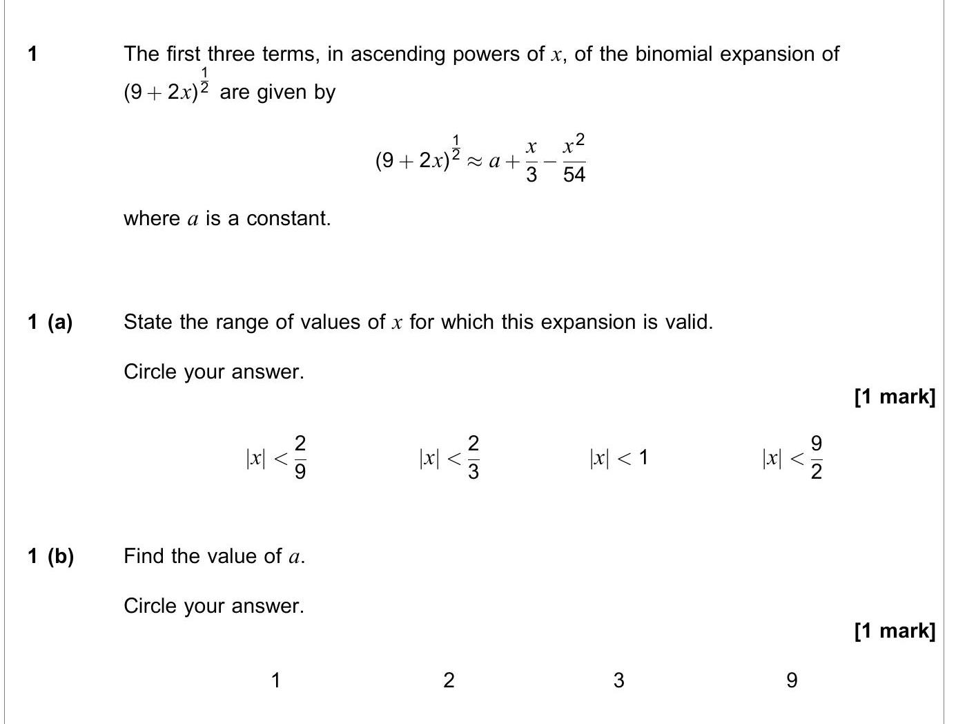 A-Level AQA Maths Pure General Binomial Expansion: The first three terms, in ascend