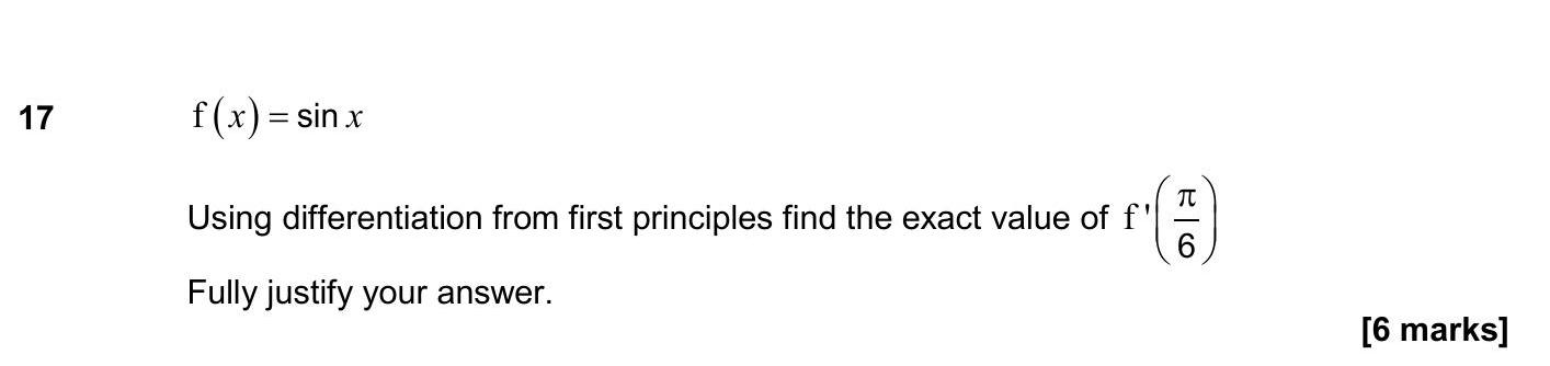 A-Level AQA Maths Pure Differentiation: f(x) = sin.x Using differentiat
