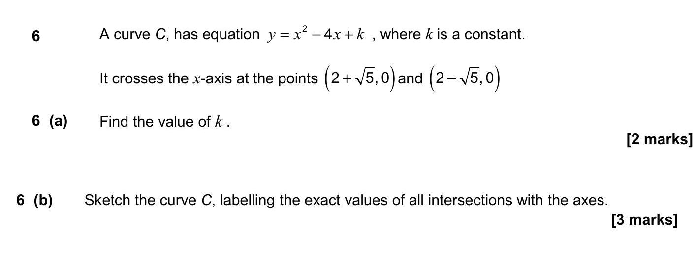 A-Level AQA Maths: Pure 2.2 Quadratics: A curve C, has equation $y = x^2