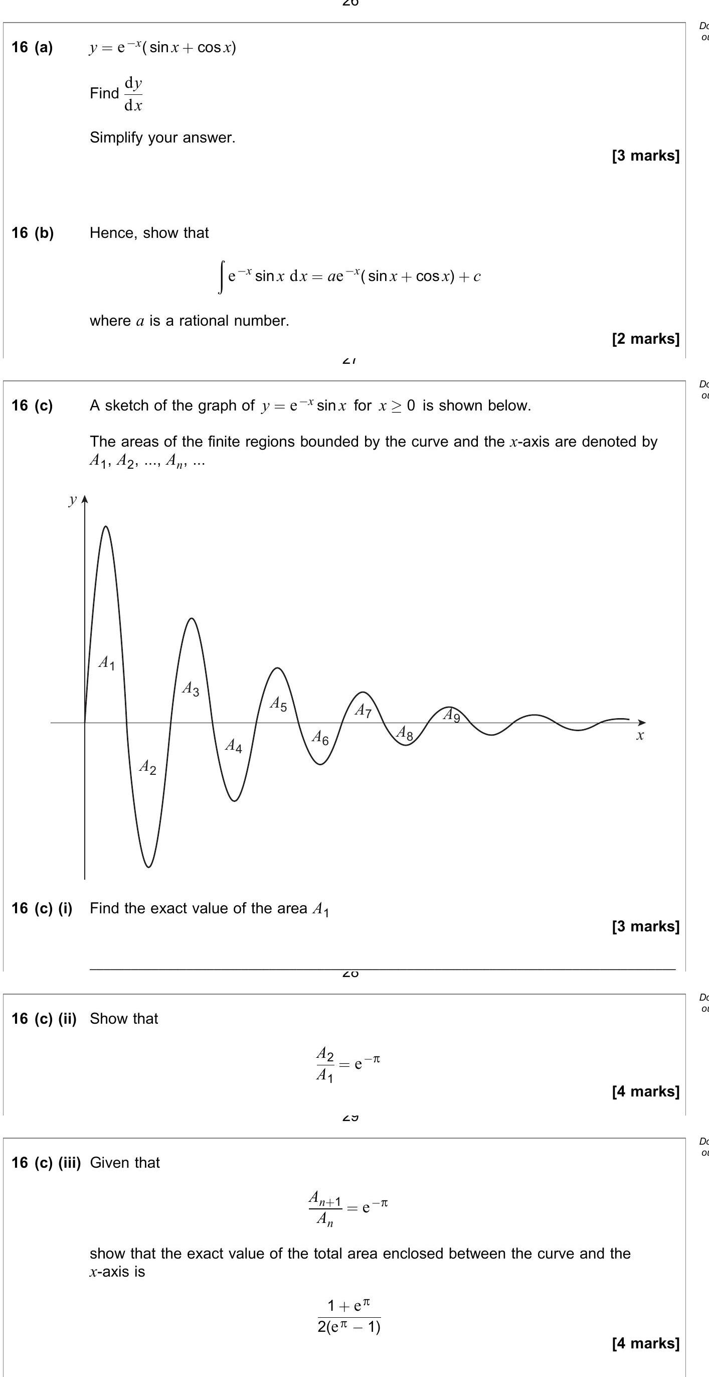 A Level Aqa Maths Pure Integration Given The Function Y E X