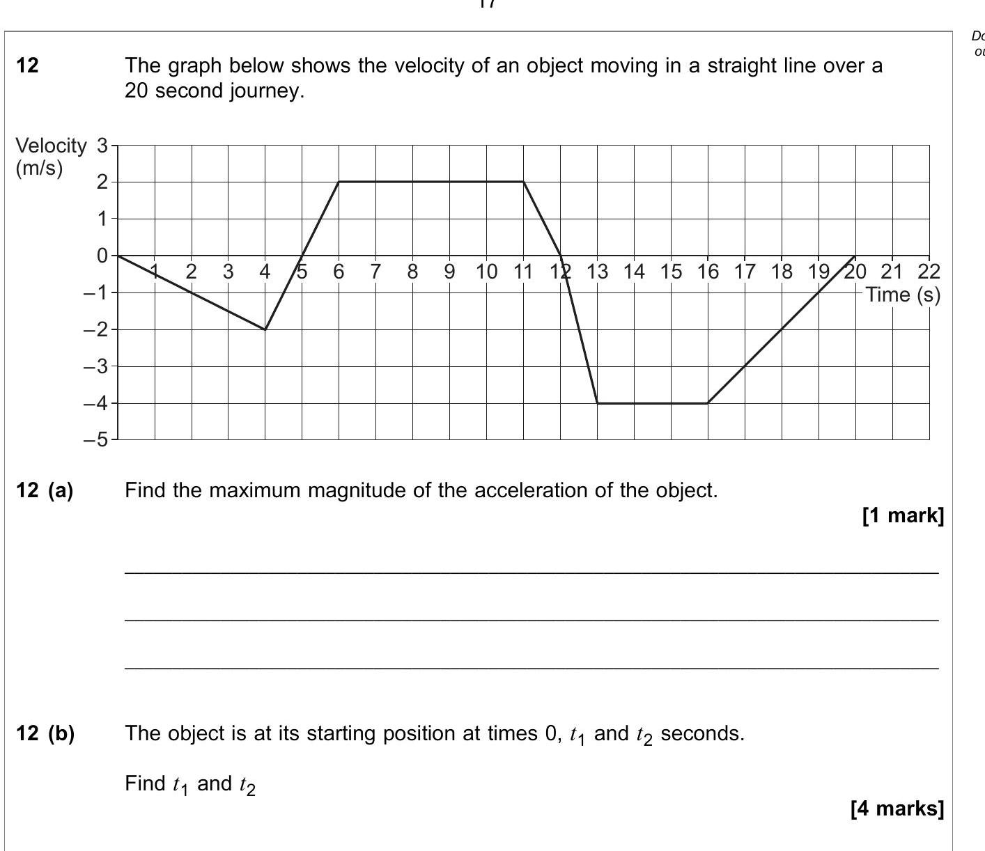 A-Level AQA Maths Pure 7.2 Applications of Differentiation: The graph below shows the veloci