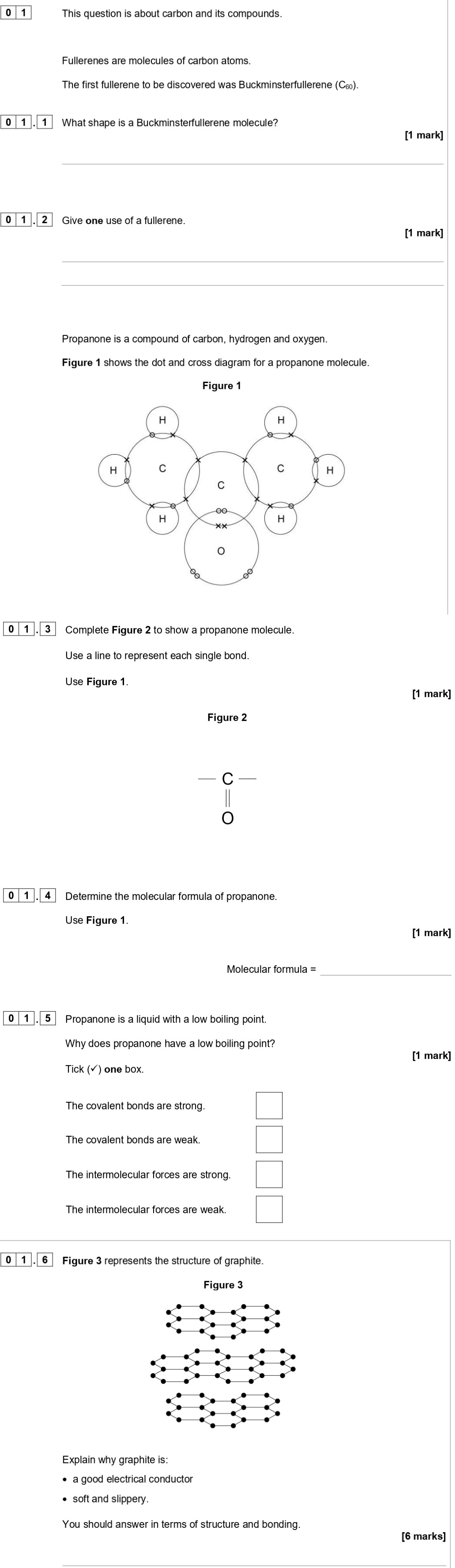 Gcse Aqa Chemistry Bonding And Substance Properties This Question Is About Carbon An
