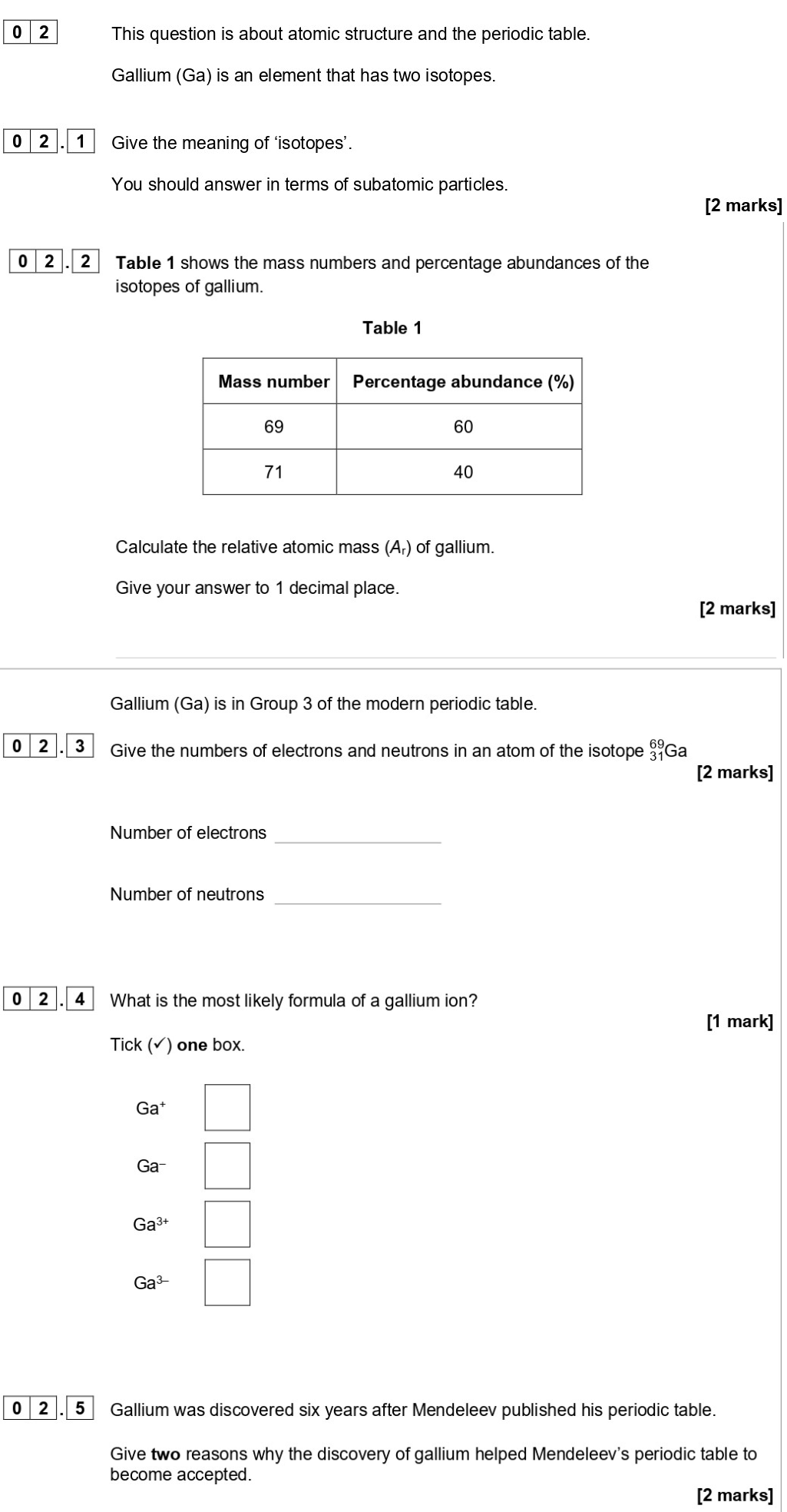 Gcse Aqa Chemistry The Periodic Table This Question Is About Atomic St