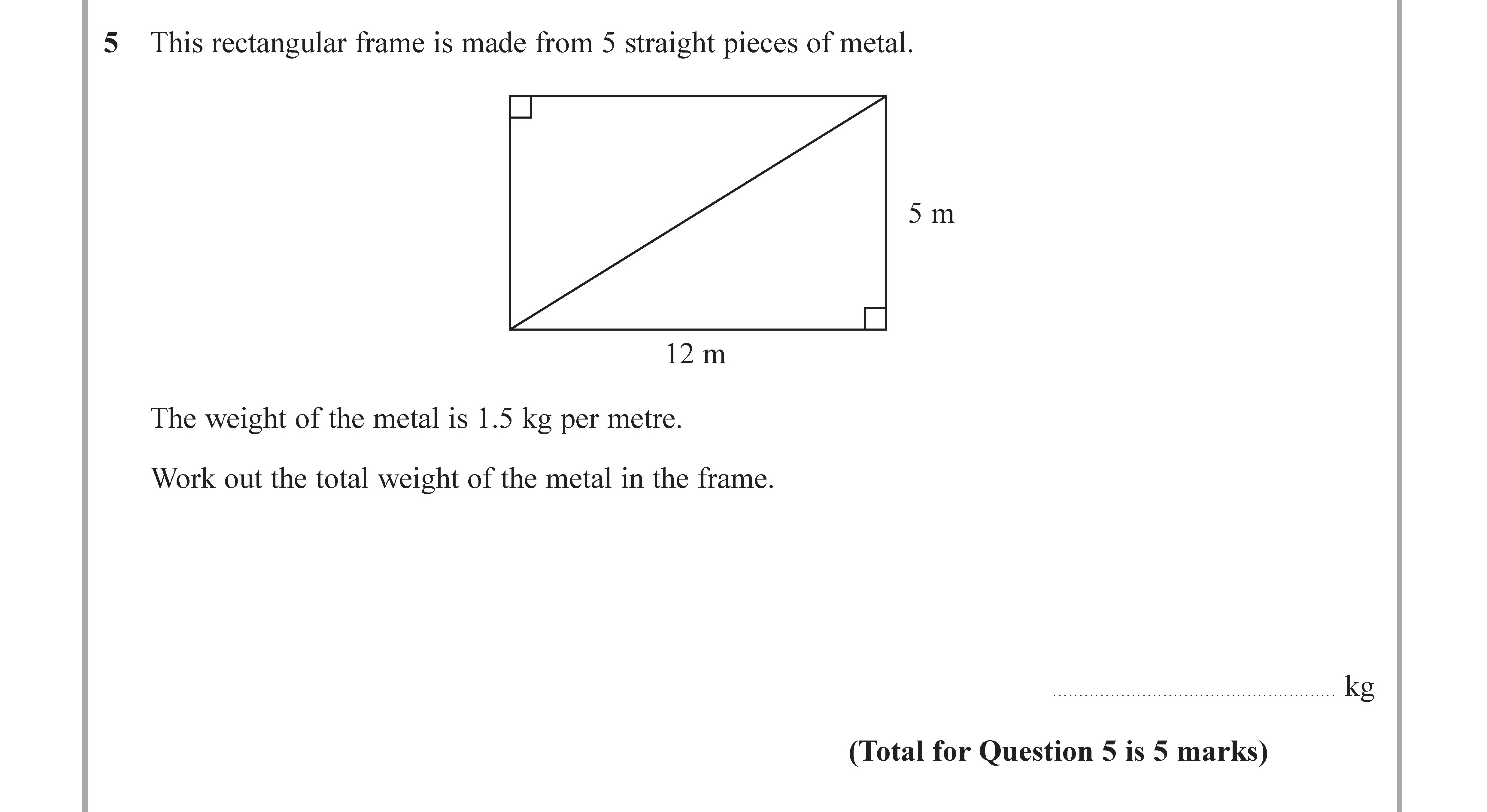 GCSE Edexcel Maths Standard & Compound Units: This rectangular frame is ...