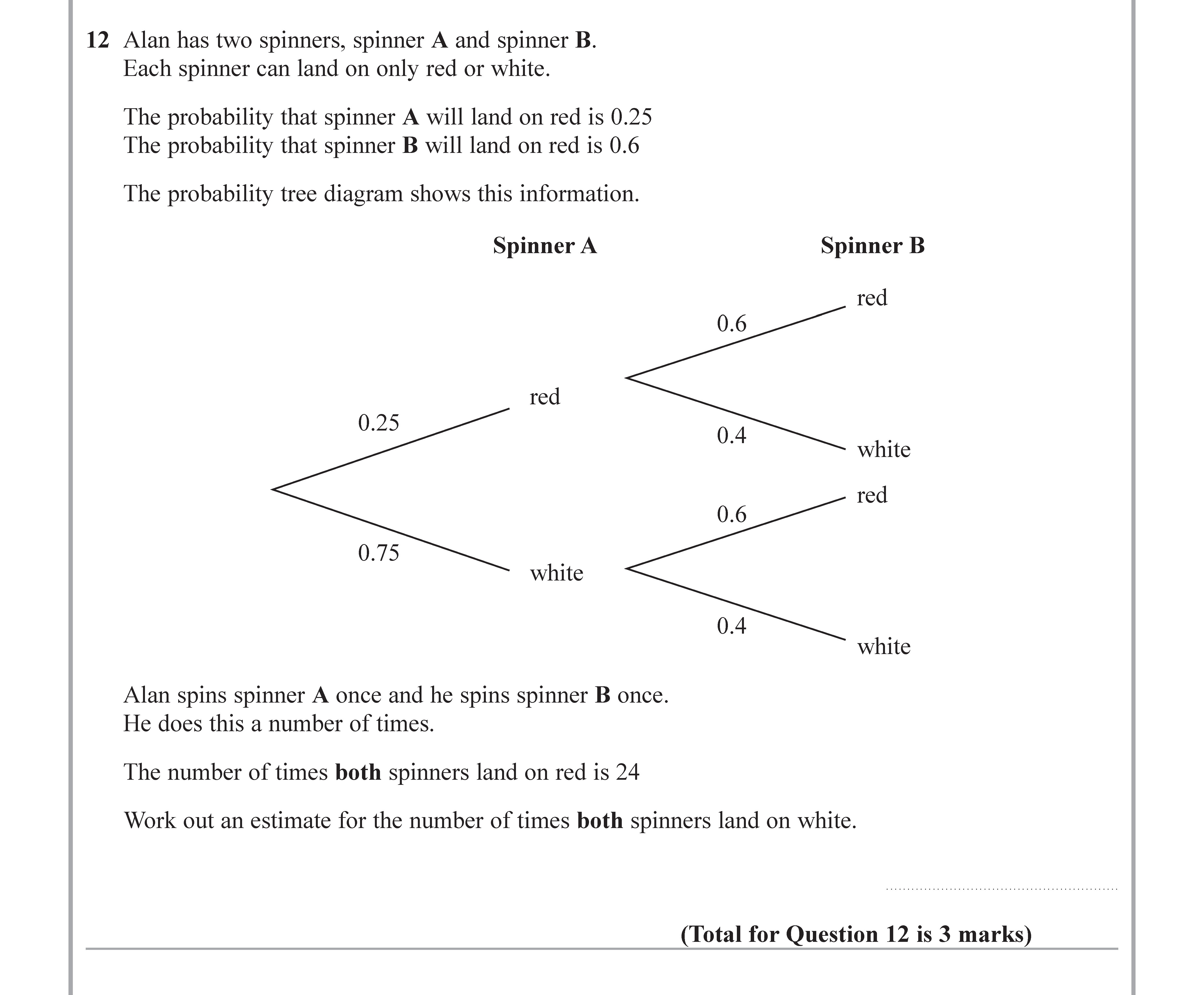 GCSE Edexcel Maths Probability: Alan has two spinners, spinner A
