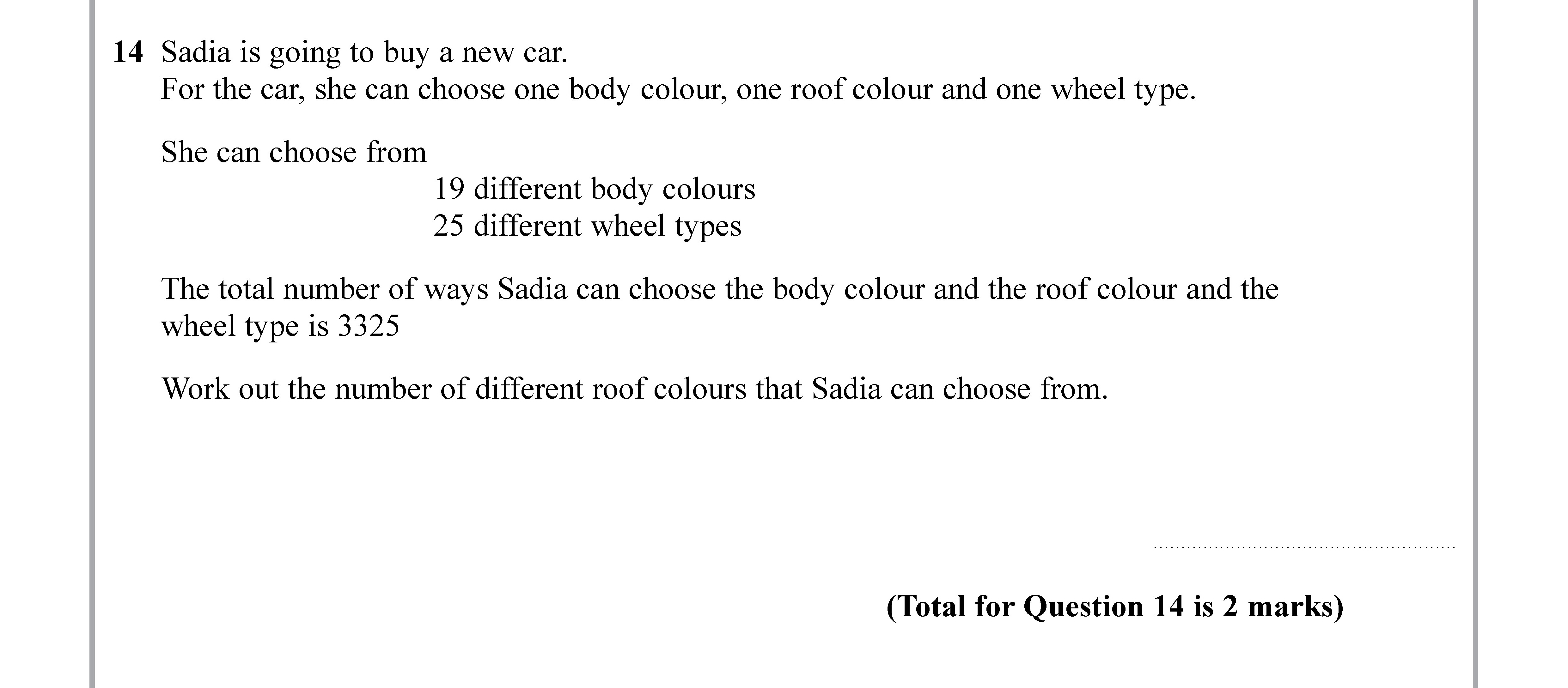 GCSE Edexcel Maths Expanding Brackets: Sadia is going to buy a new car.