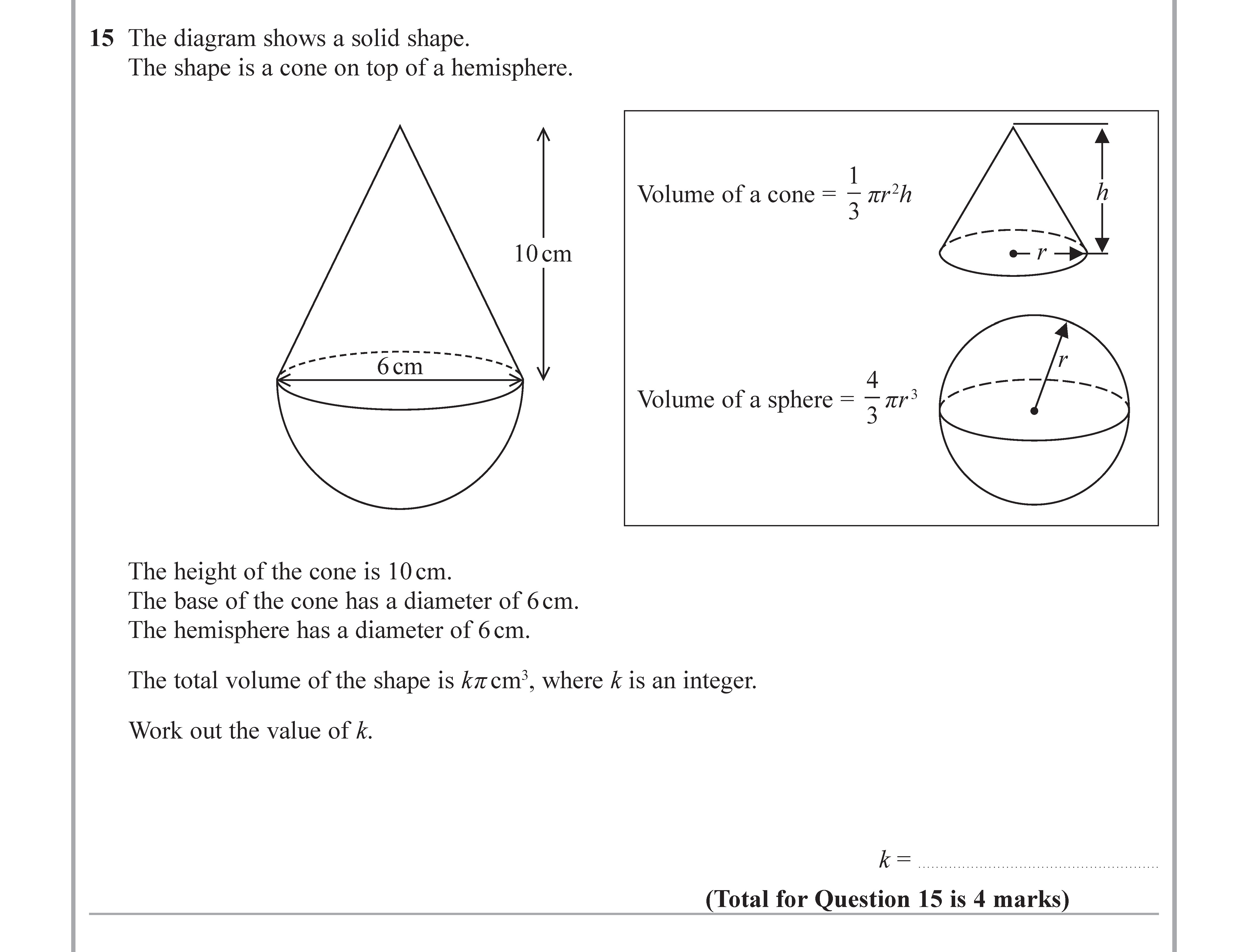 GCSE Edexcel Maths Probability: The diagram shows a solid shape.