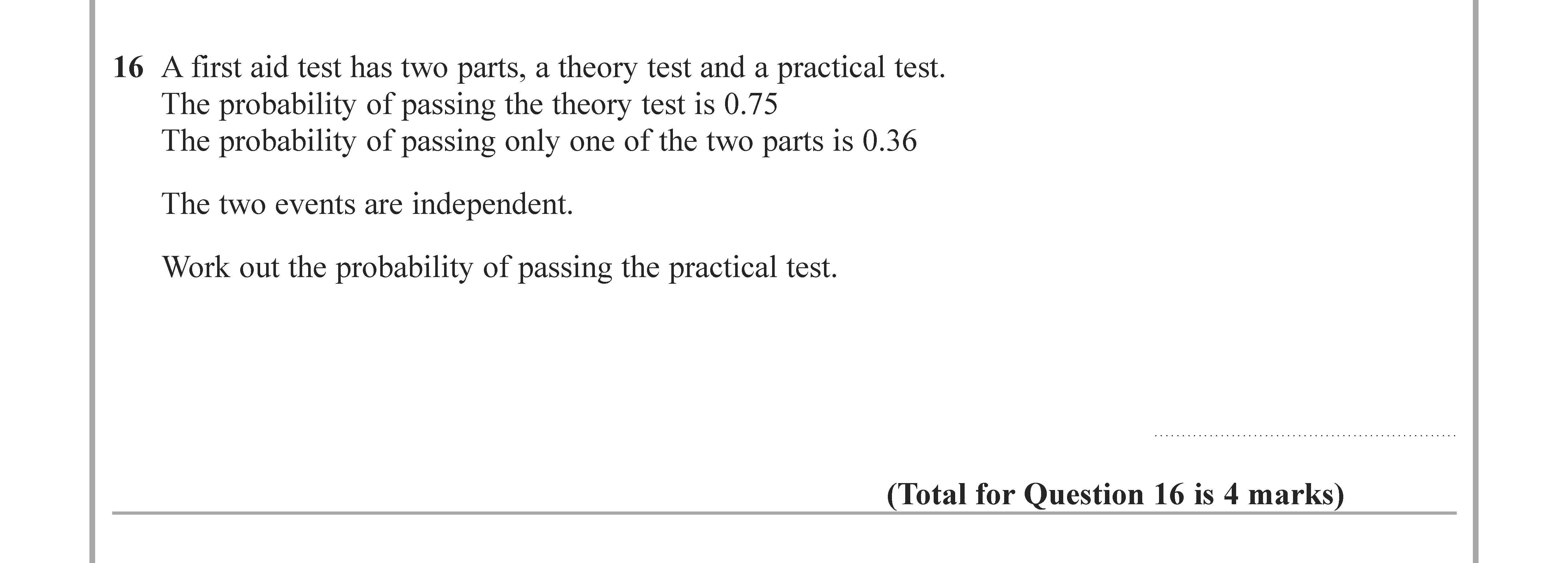 GCSE Edexcel Maths Direct & Inverse Proportion: A first aid test has ...