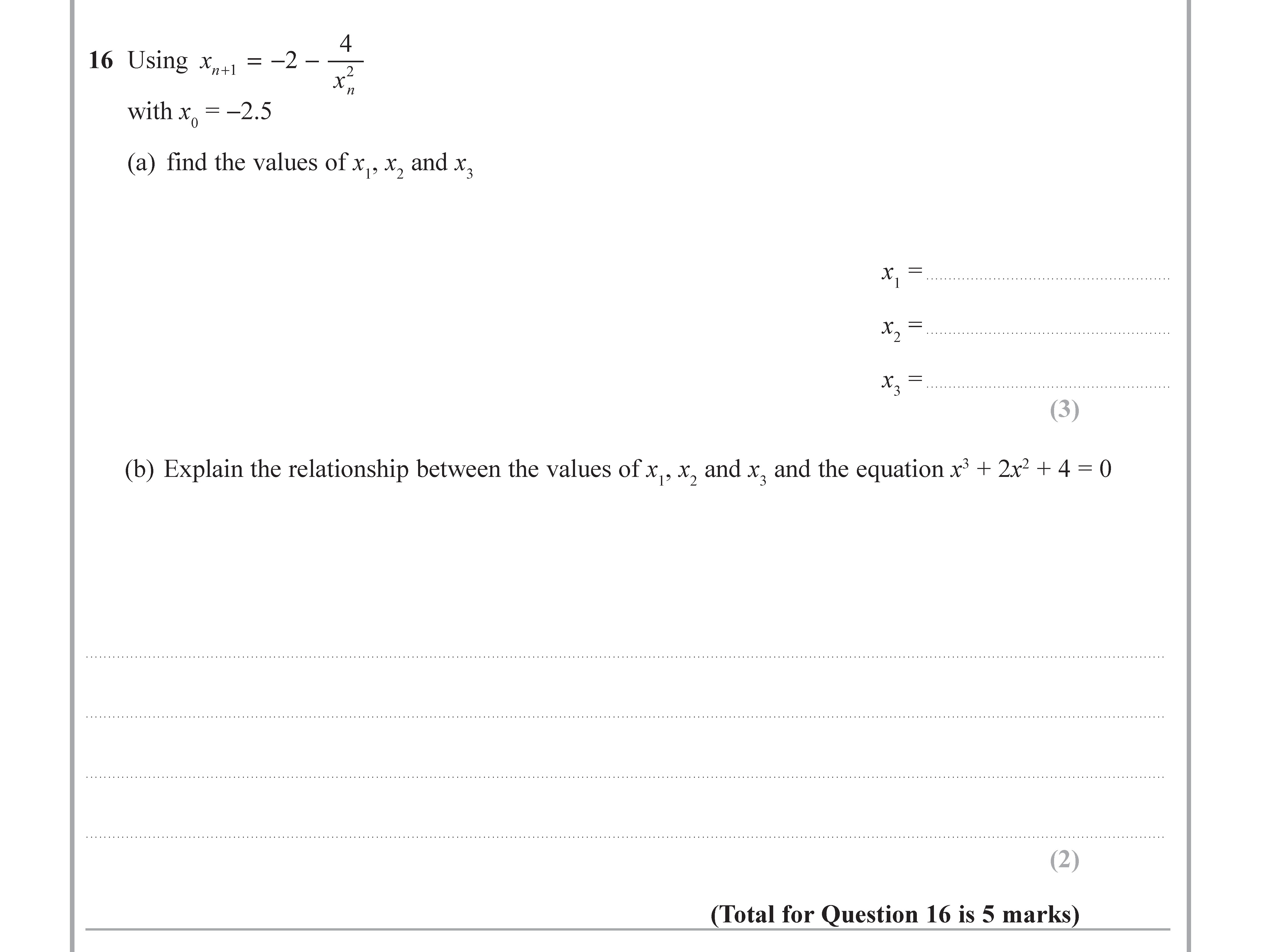 GCSE Edexcel Maths Iteration: Using $x_{int} = -2 - \frac{4}{x