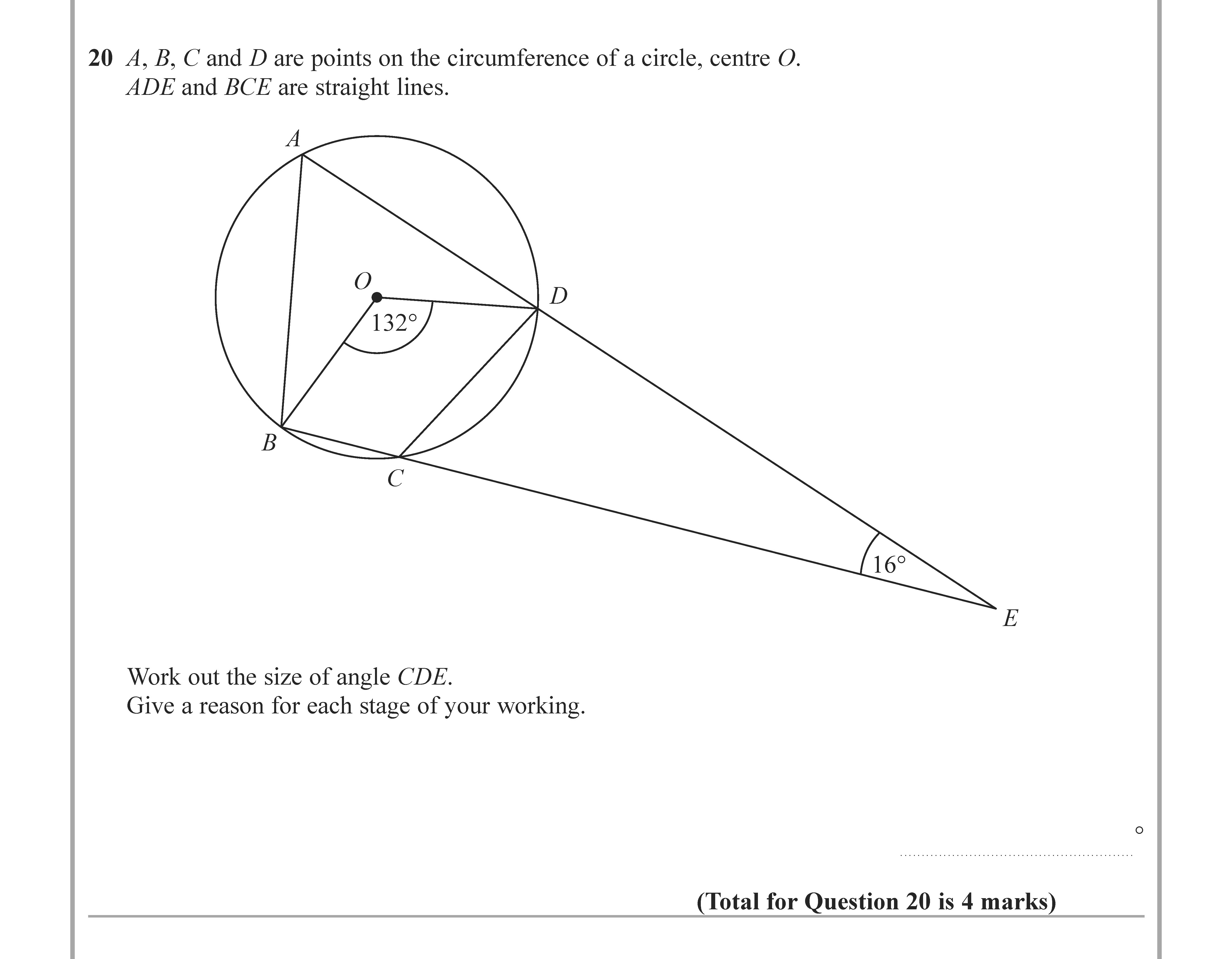 GCSE Edexcel Maths The Circle: 20 A, B, C and D are points on t