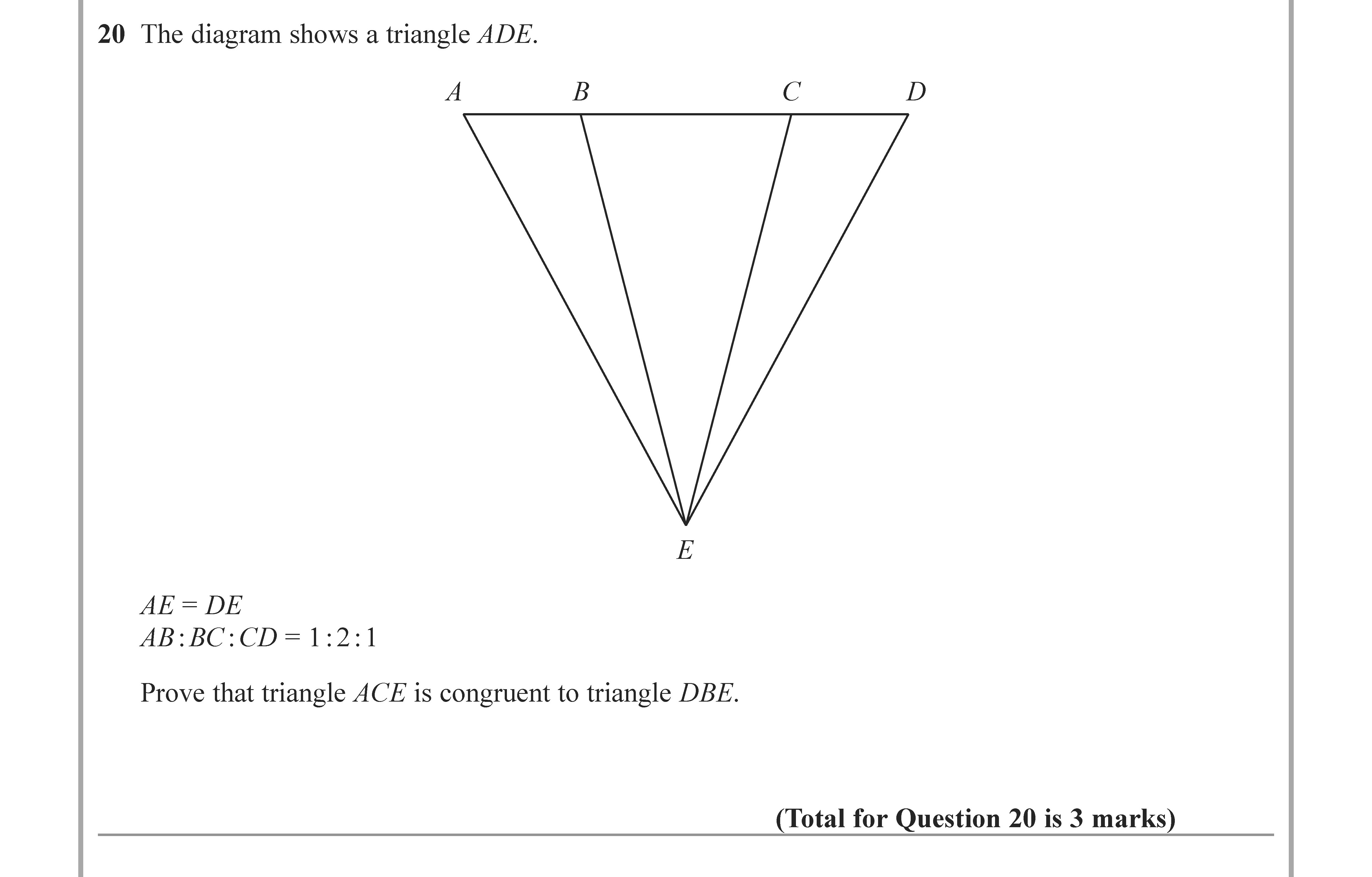 GCSE Edexcel Maths Geometry Toolkit: The diagram shows a triangle ADE