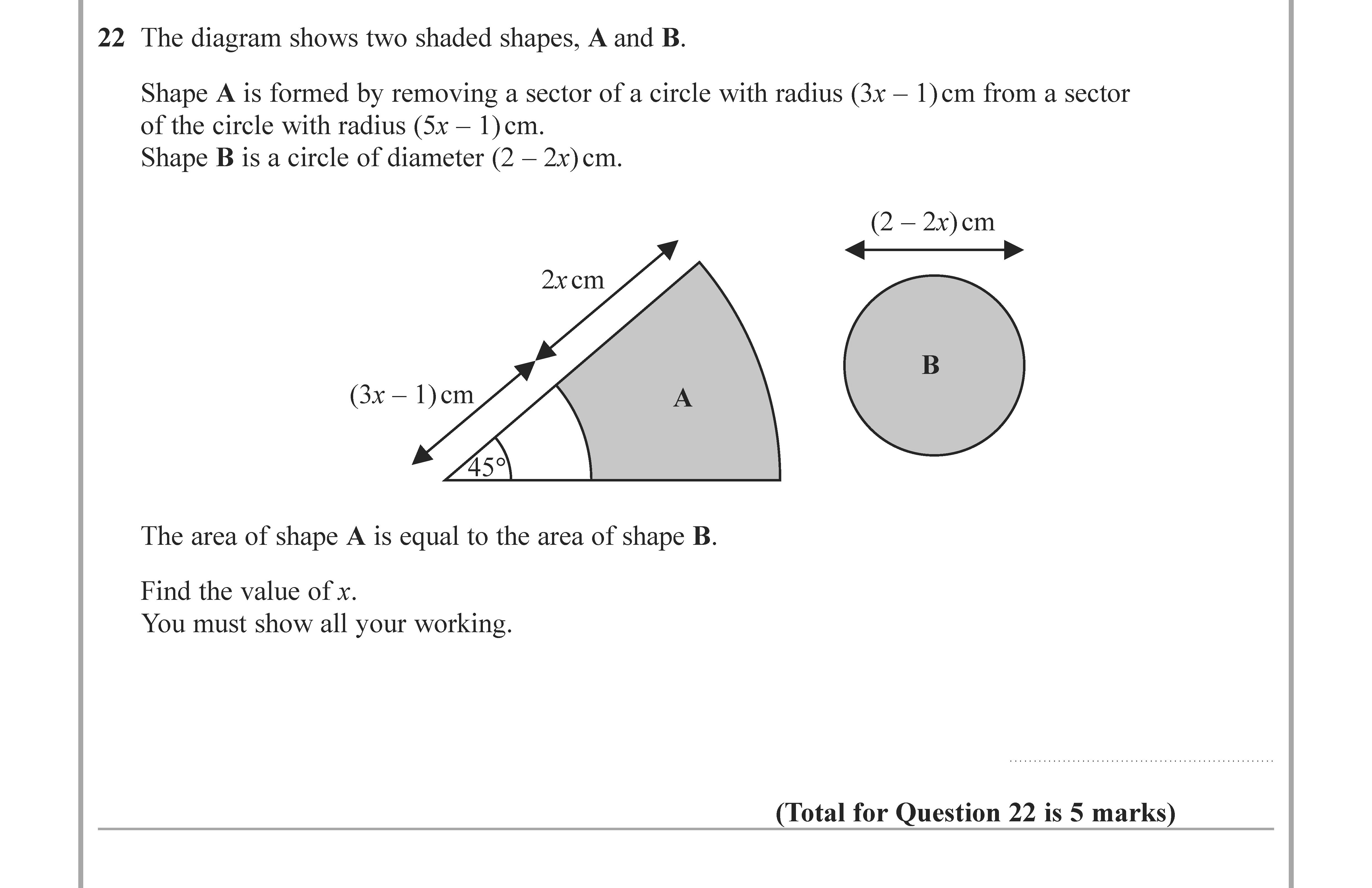 GCSE Edexcel Maths Forming & Solving Equations: The diagram shows two ...