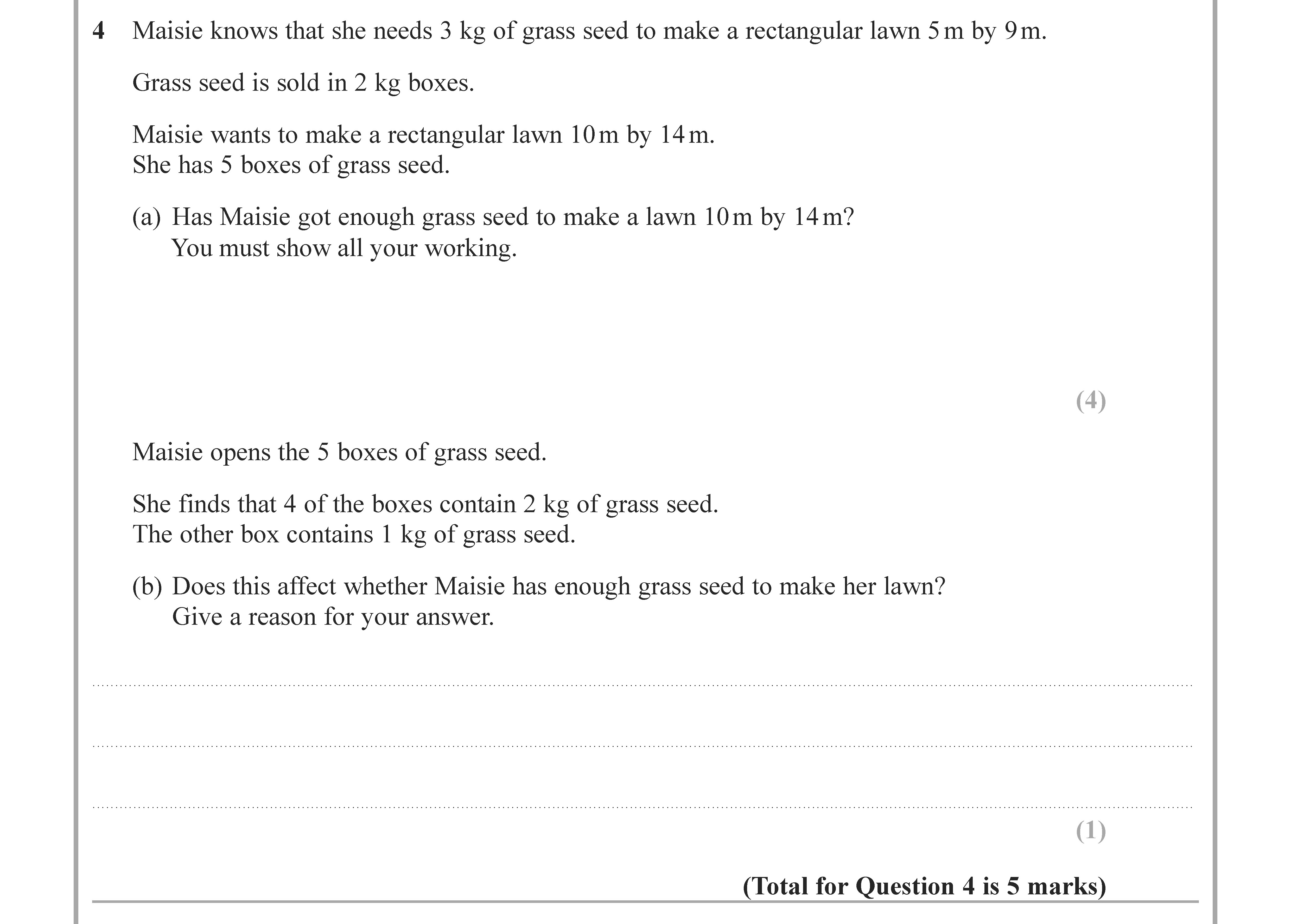 GCSE Edexcel Maths Probability: Maisie knows that she needs 3 kg