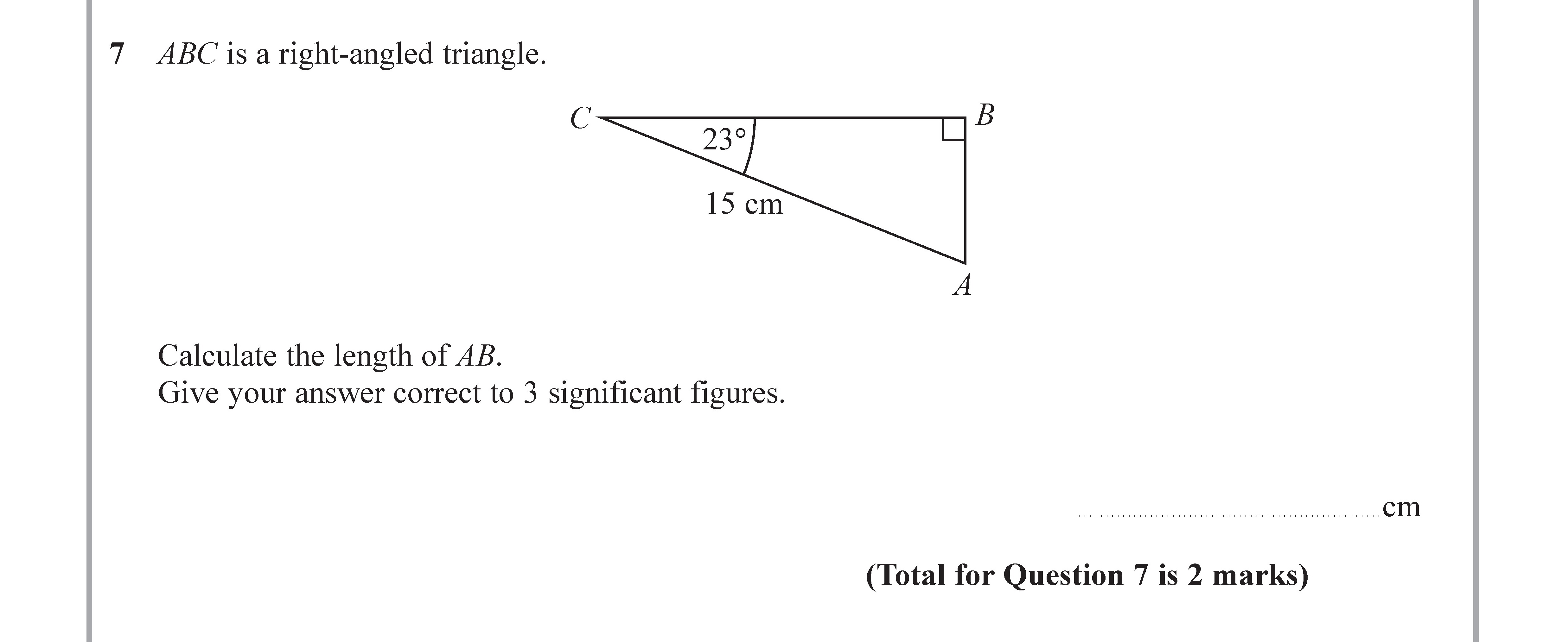 Gcse Edexcel Maths Right Angled Triangles Pythagoras And Trigonometry Abc Is A Right Angled