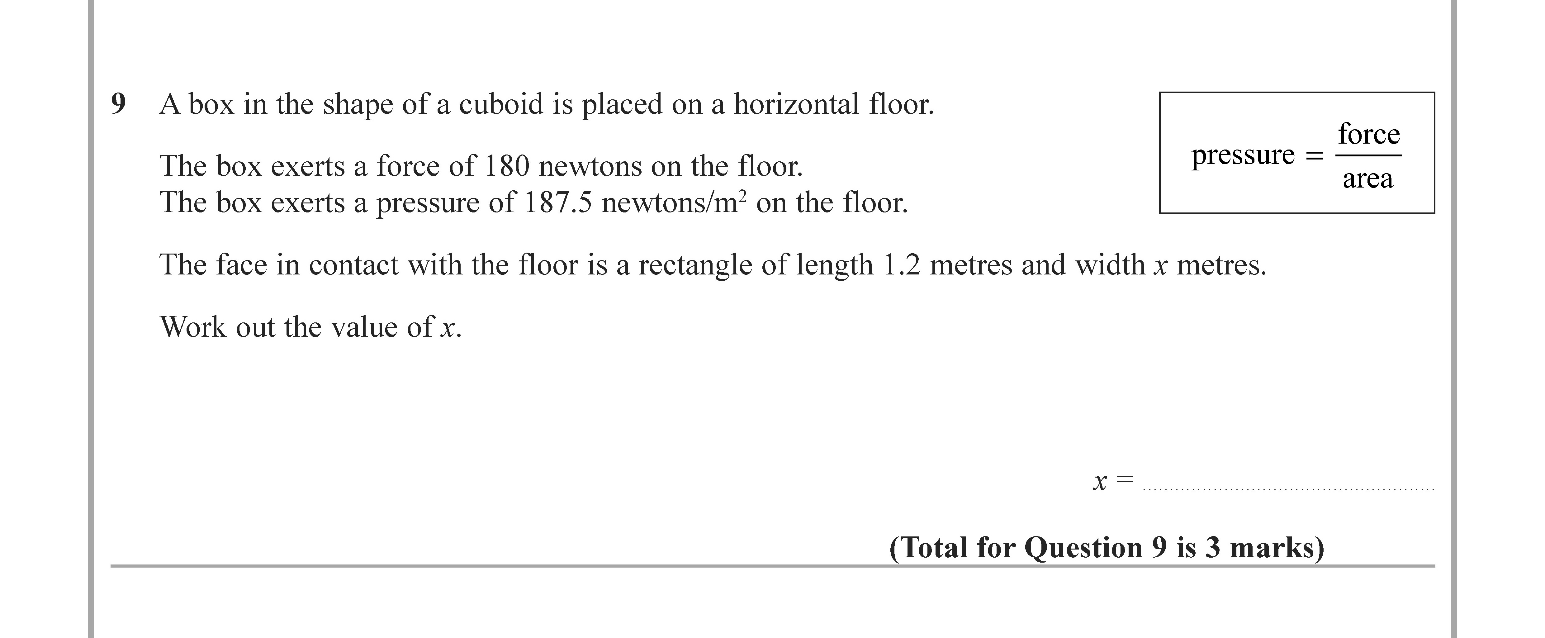 GCSE Edexcel Maths Statistics: A box in the shape of a cuboid i