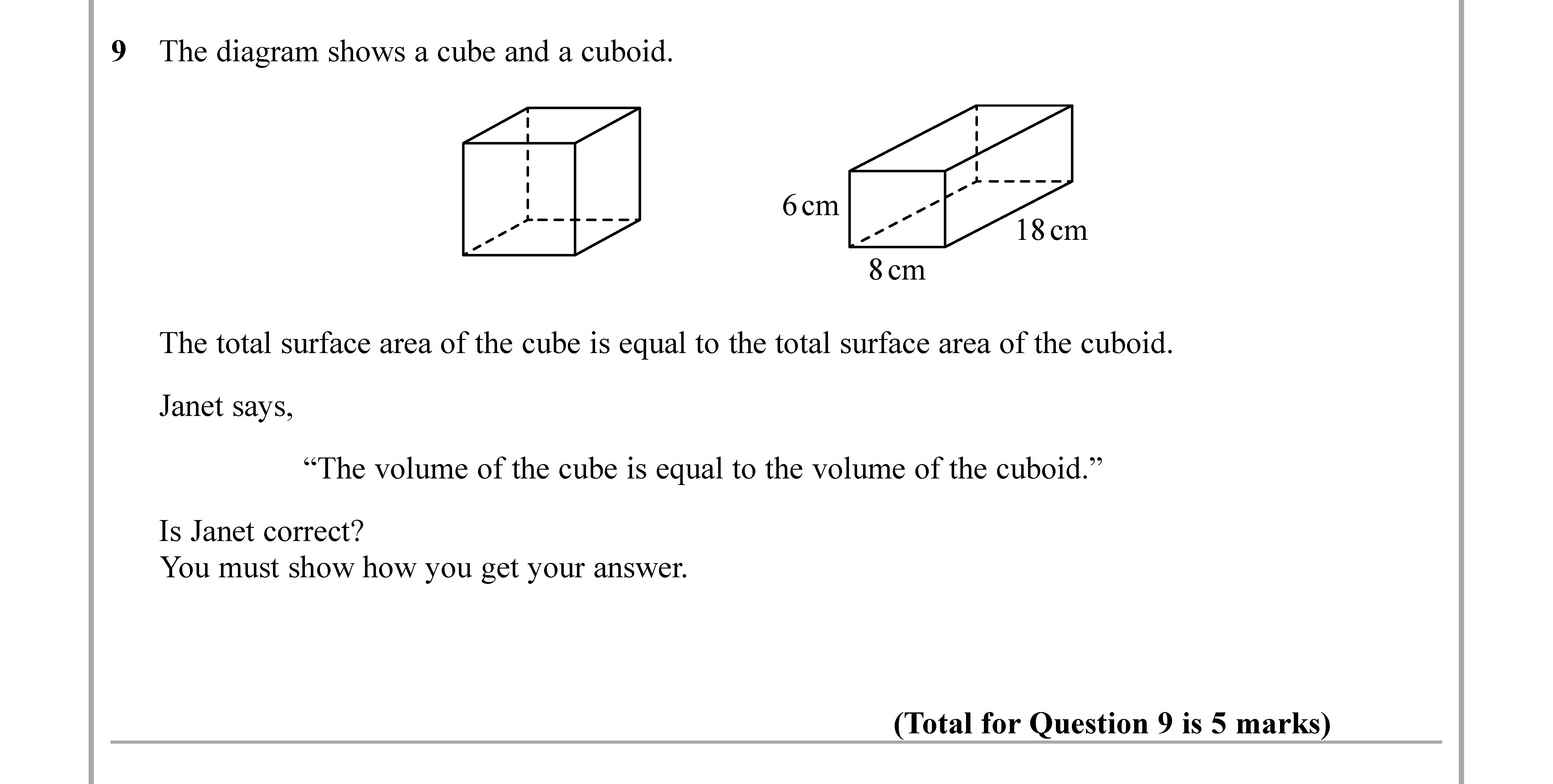 GCSE Edexcel Maths Rearranging Formulae: The diagram shows a cube and a c