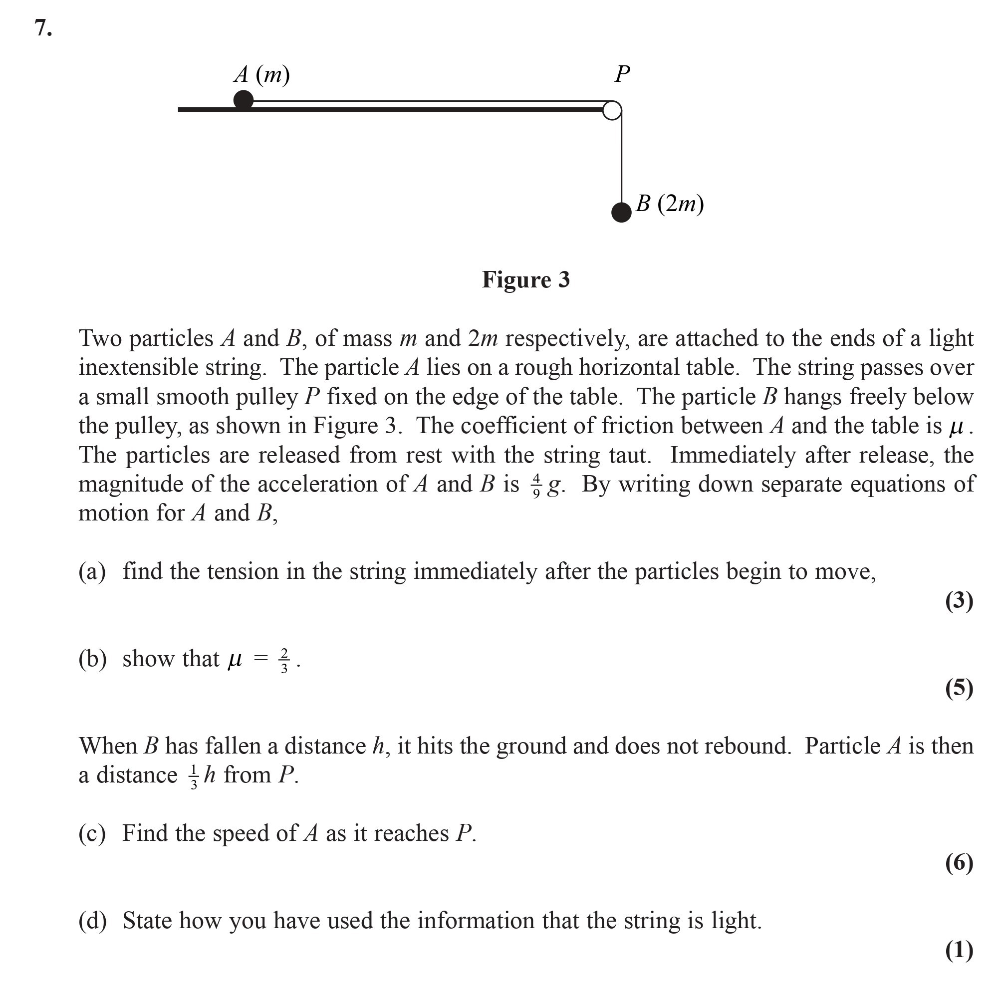A-Level Edexcel Maths Mechanics Newtons Second Law: Two particles A and ...