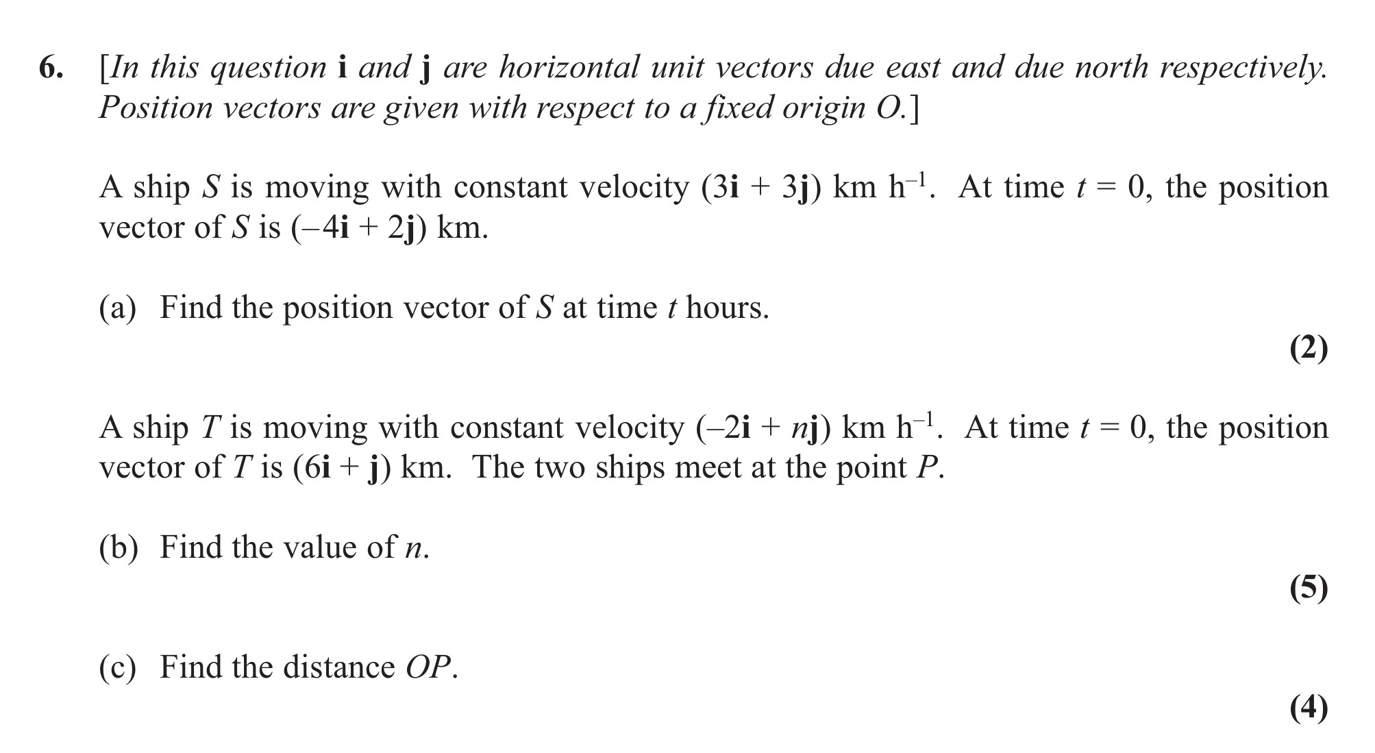 A-Level Edexcel Maths Mechanics Working with Vectors: A ship S is moving with constant
