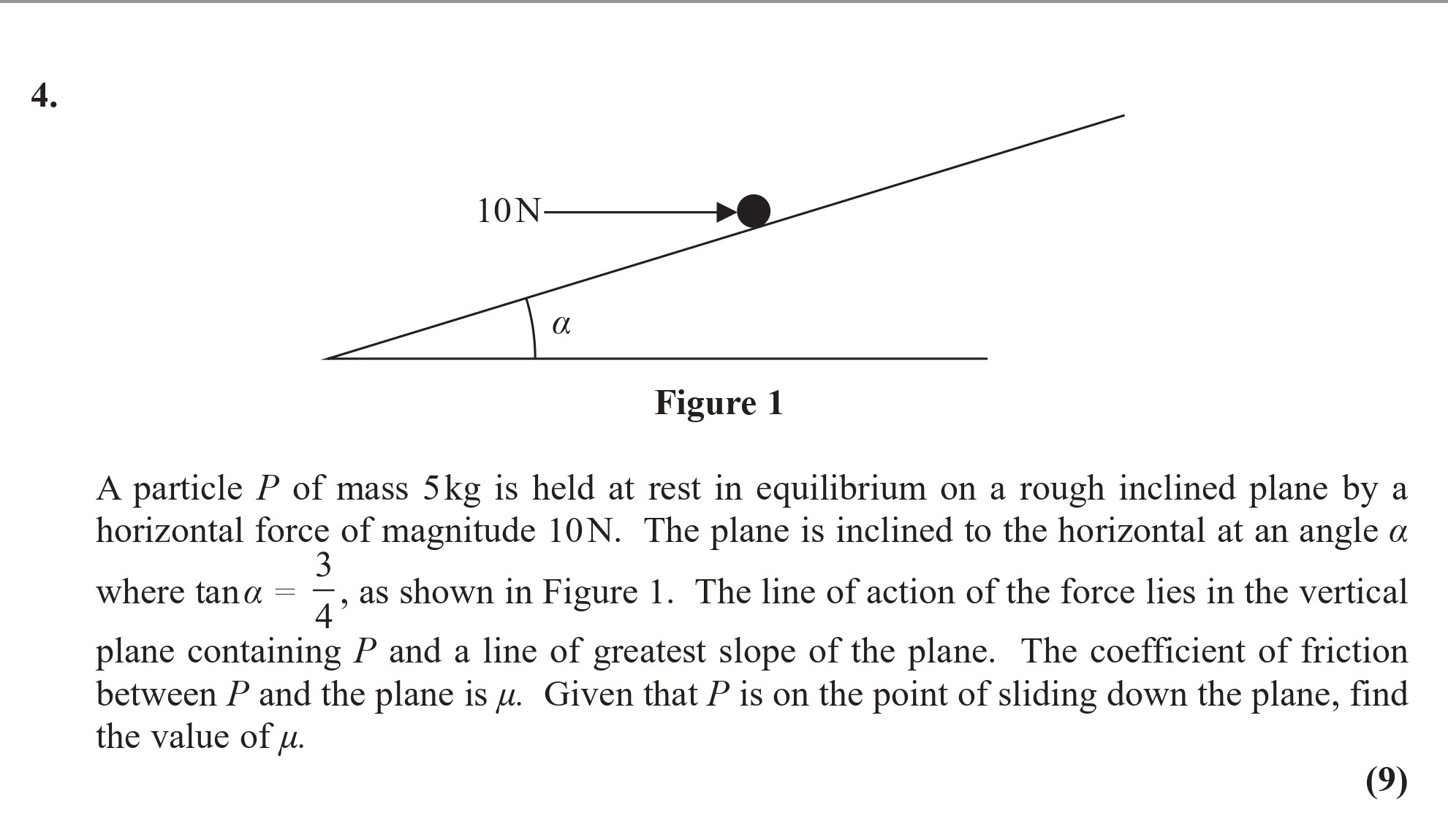A-Level Edexcel Maths Mechanics Forces: A particle P of mass 5kg is held