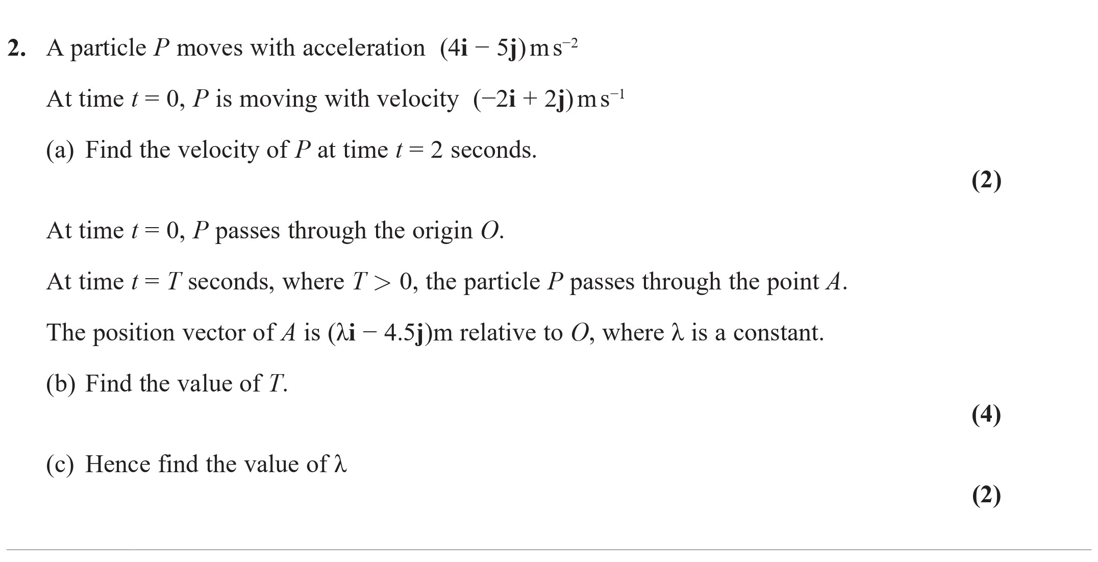 A-Level Edexcel Maths Mechanics Working with Vectors: A particle P moves with accelera
