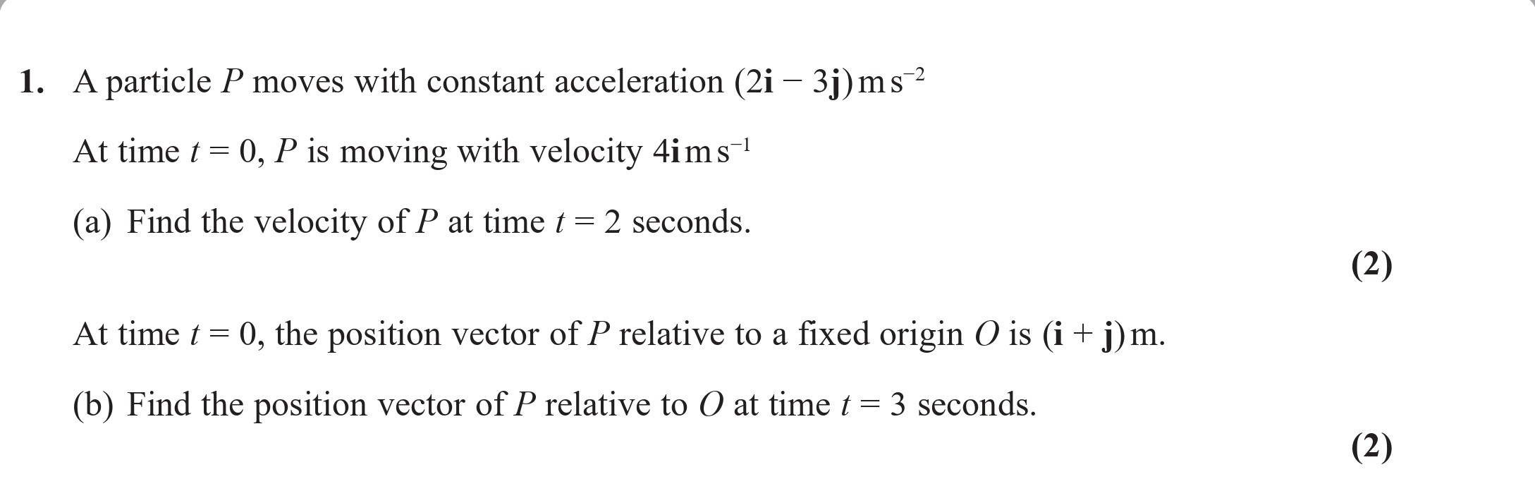 A-Level Edexcel Maths Mechanics Working with Vectors: A particle P ...