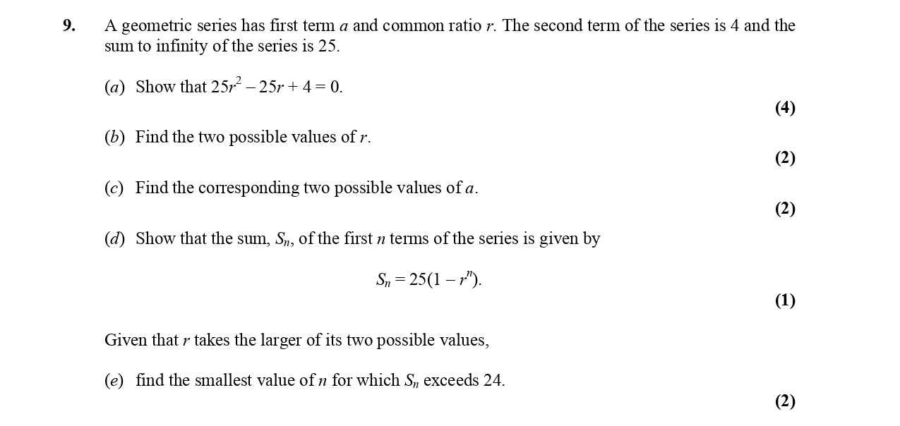 A-Level Edexcel Maths: Pure Graphs of Functions: A geometric series has ...