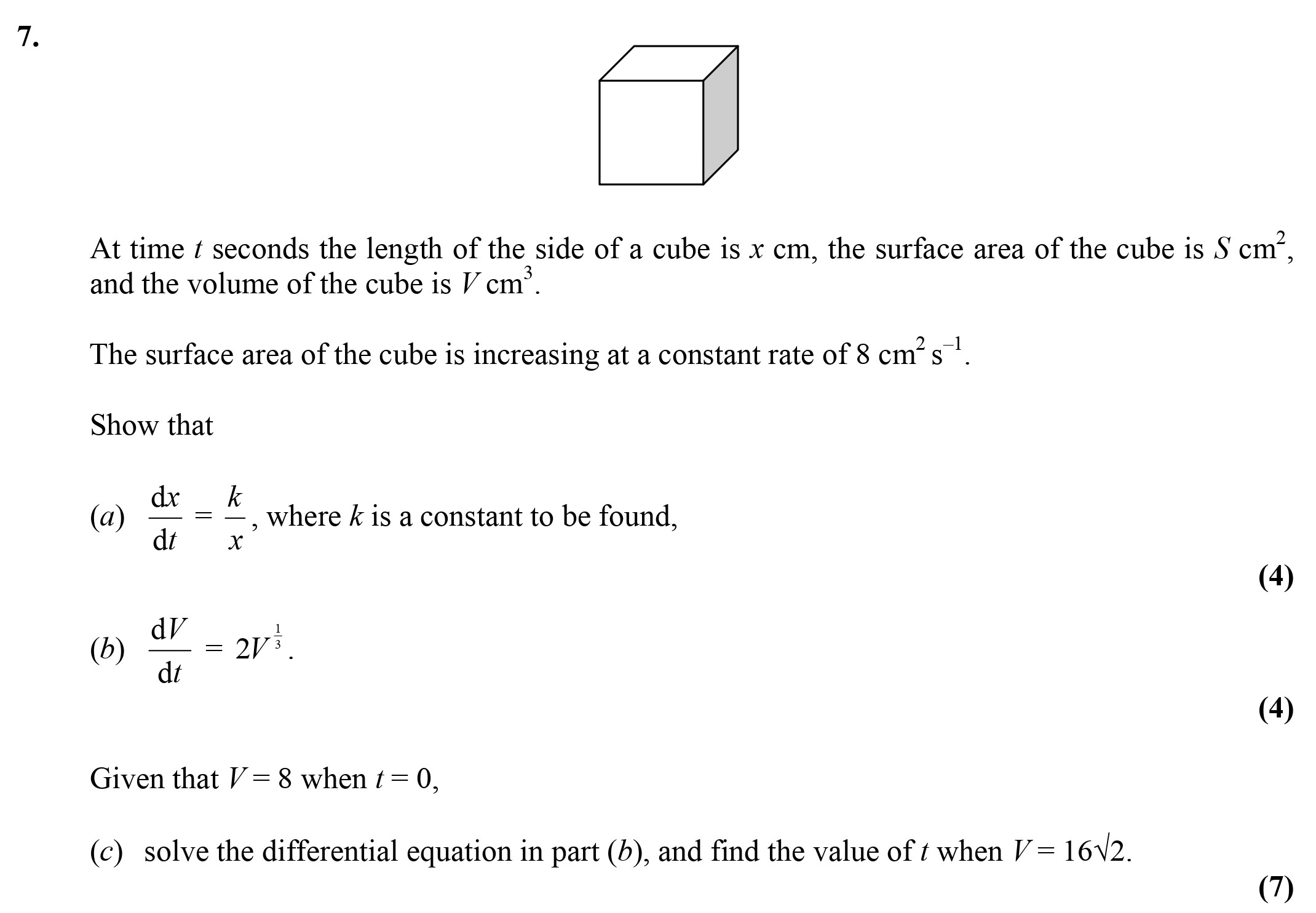A-Level Edexcel Maths Pure Differentiation: At time $t$ seconds the ...