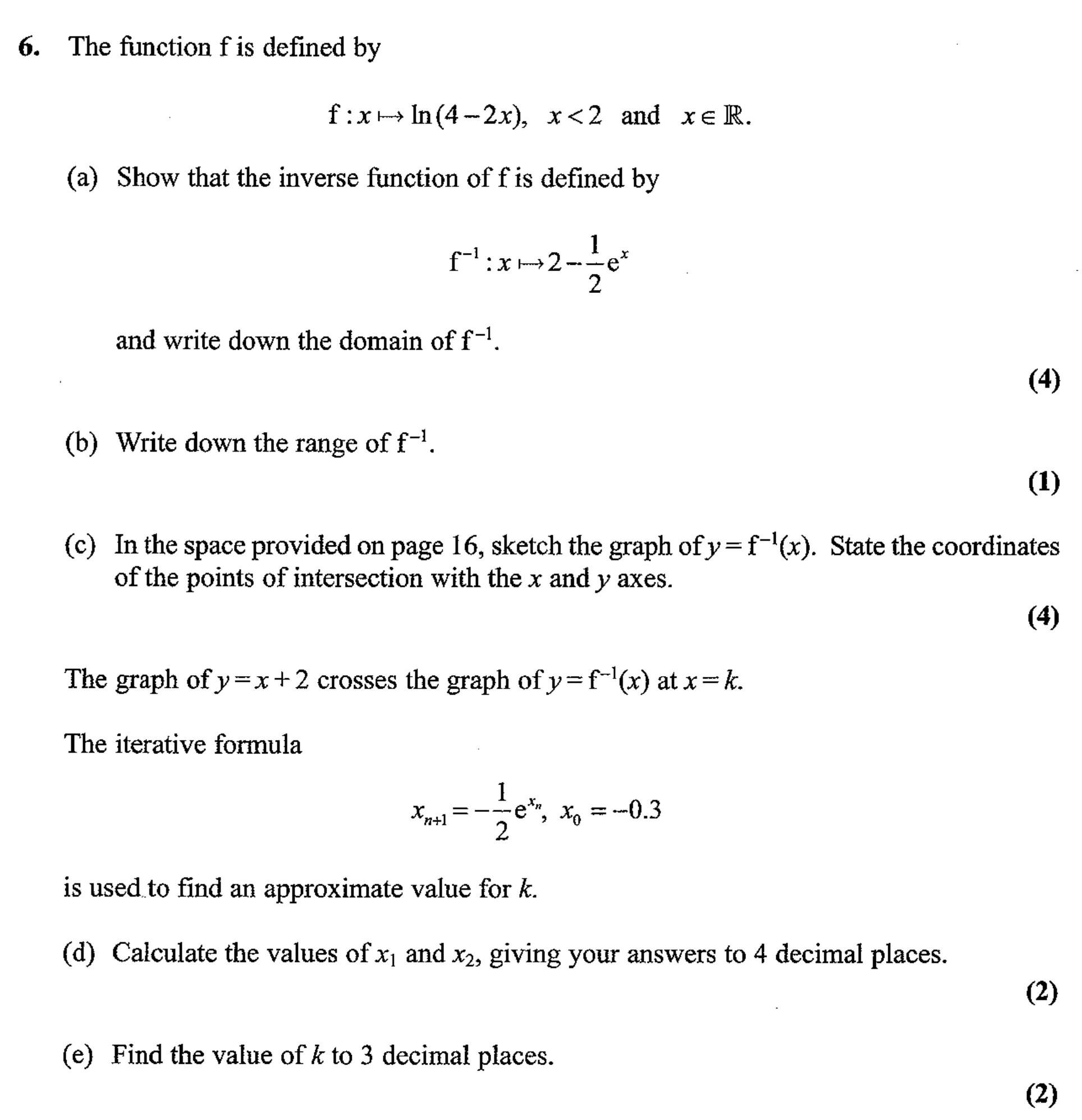 A-Level Edexcel Maths Pure Modelling with Functions: The function f is defined by