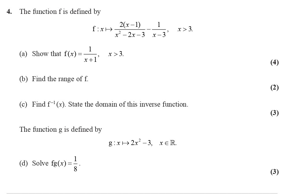 A-Level Edexcel Maths Pure Trigonometric Equations: The function f is ...