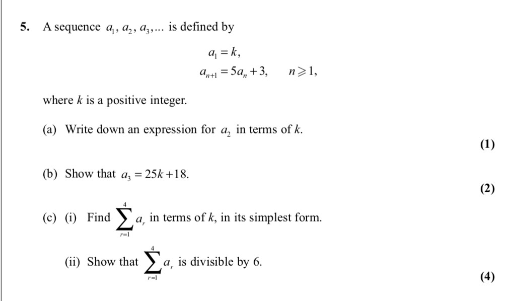 A-Level Edexcel Maths Pure Differentiation: A sequence $a_1, a_2, a_3 ...