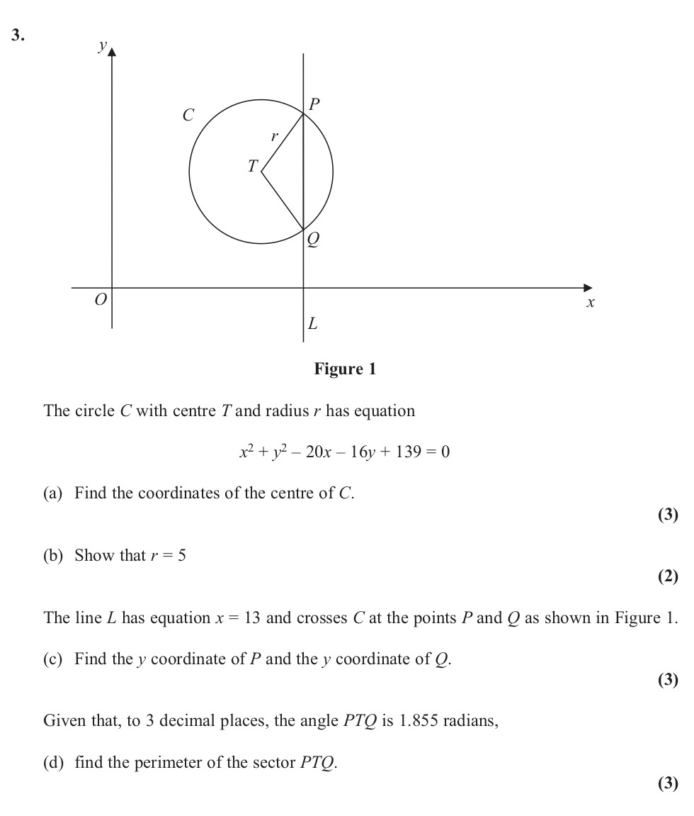 A-Level Edexcel Maths Pure Proof: The circle C with centre T and r