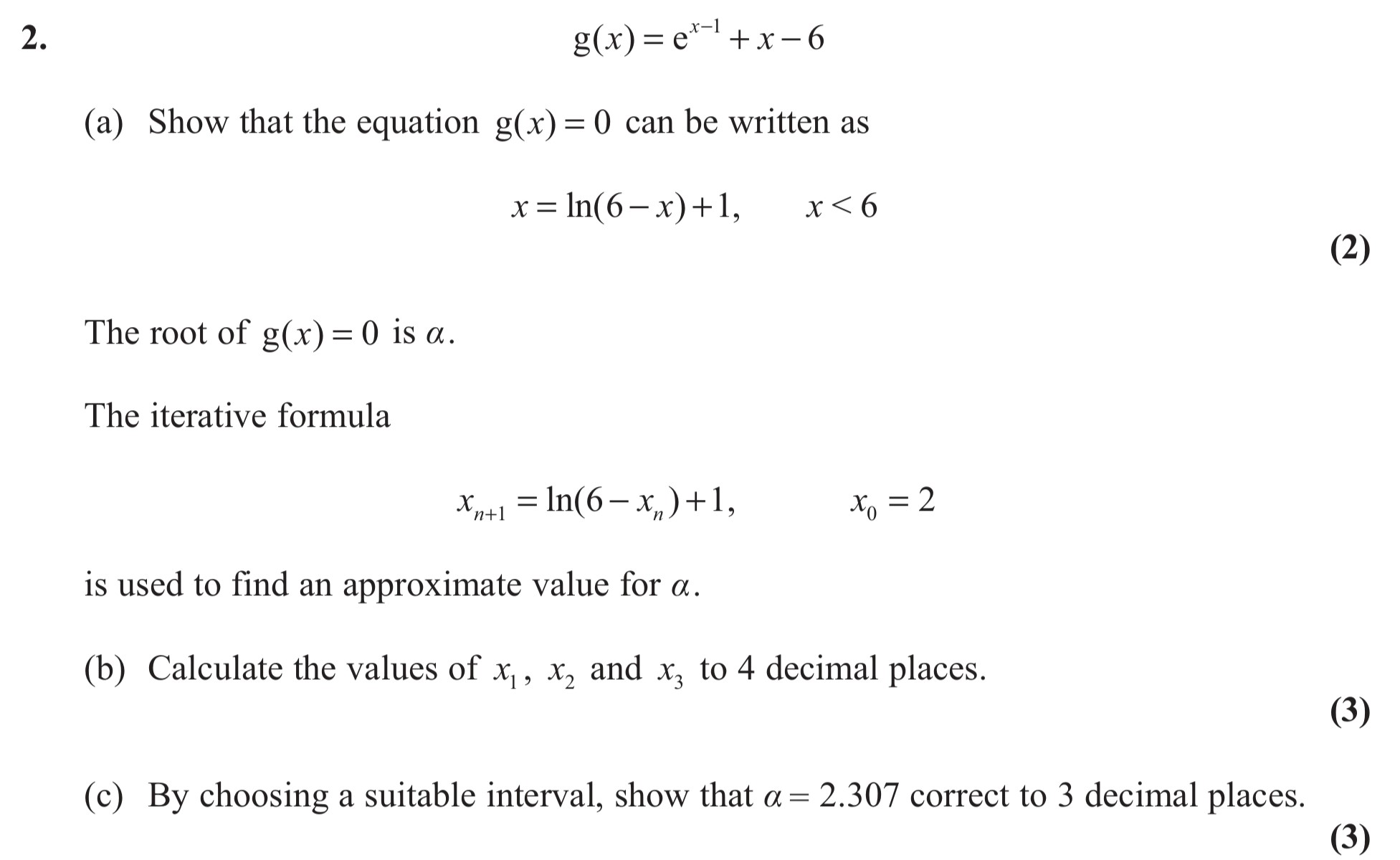 A-Level Edexcel Maths Pure Trigonometric Functions: g(x) = e^x + x - 6 a) Show that