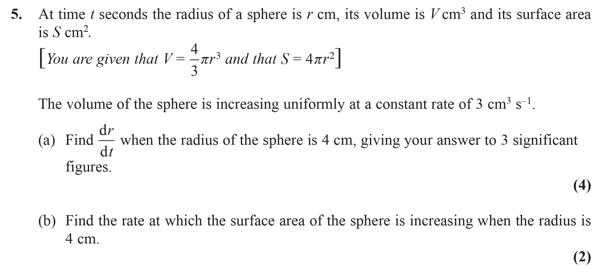 A-Level Edexcel Maths Pure Differential Equations: At time t seconds ...