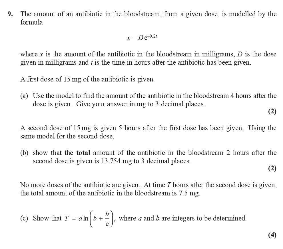 A-Level Edexcel Maths Pure Graphs of Functions: The amount of an ...