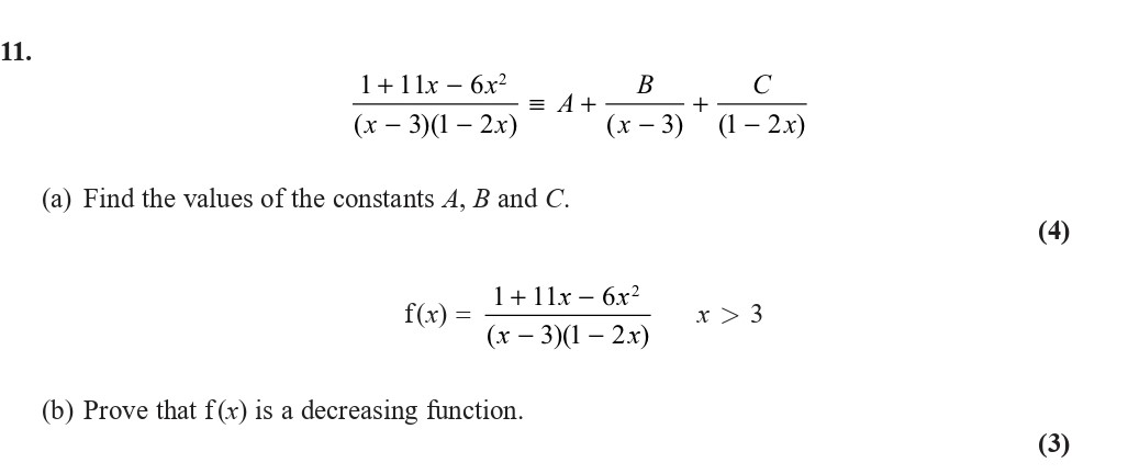 A-Level Edexcel Maths: Pure Trigonometric Proof: 1 + 11x - 6x^2 \ \ (x - 3)(1 - 2