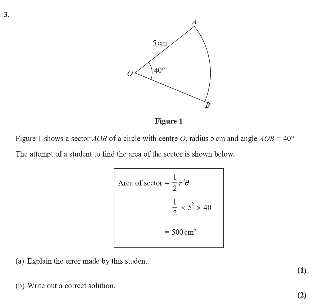 A-Level Edexcel Maths Pure Integration: Figure 1 shows a sector AOB of a