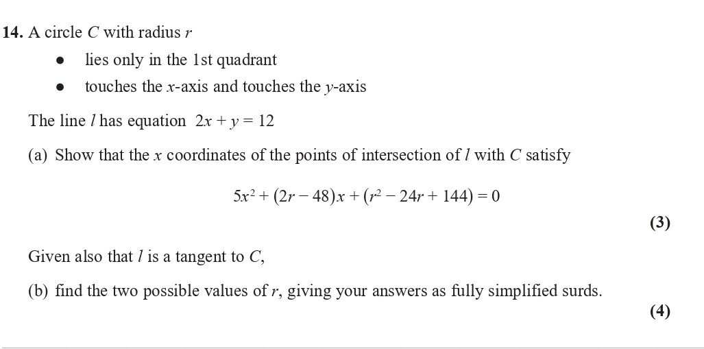 A-Level Edexcel Maths Pure Polynomials: A circle C with radius r - lies