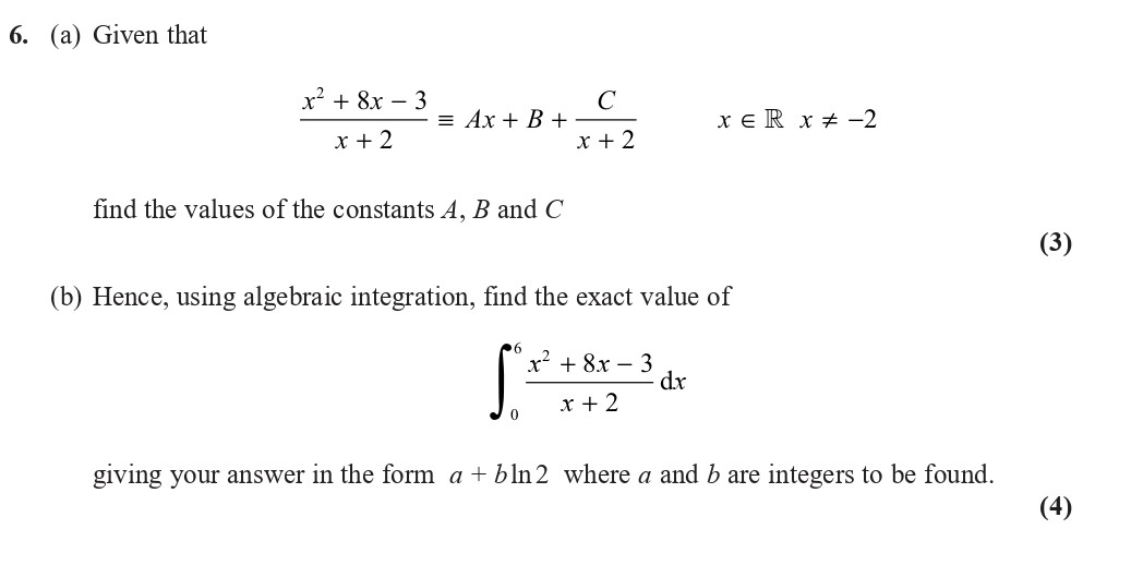 A-Level Edexcel Maths Pure Applications of Differentiation: Given that $$\frac{x^2 + 8x - 3