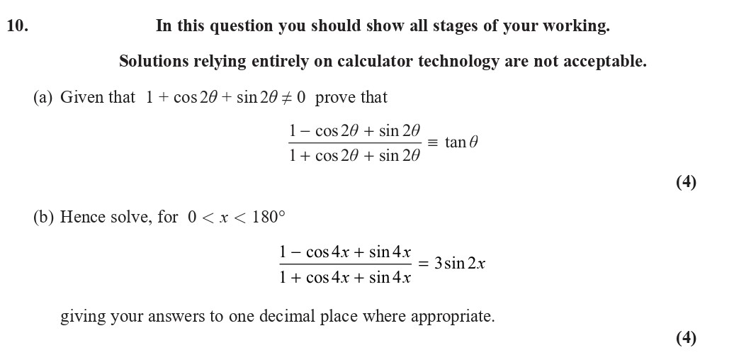 A-Level Edexcel Maths Pure Integration: 10. In this question you should