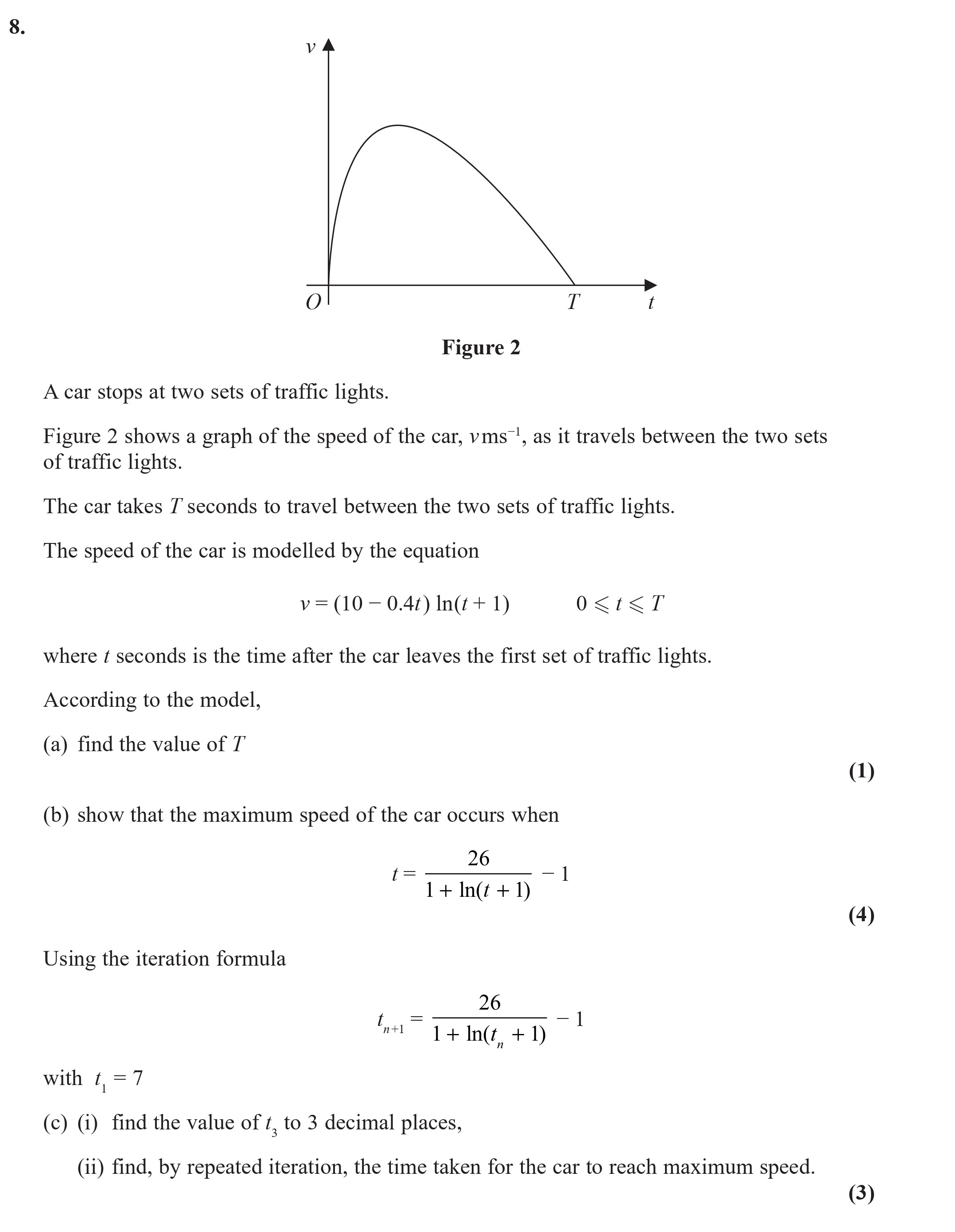 A-Level Edexcel Maths Pure Exponential & Logarithms: A car stops at two sets of traff