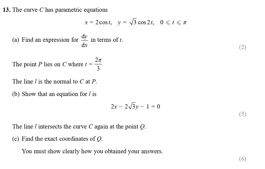 A-Level Edexcel Maths Pure Integration: The curve C has parametric equat