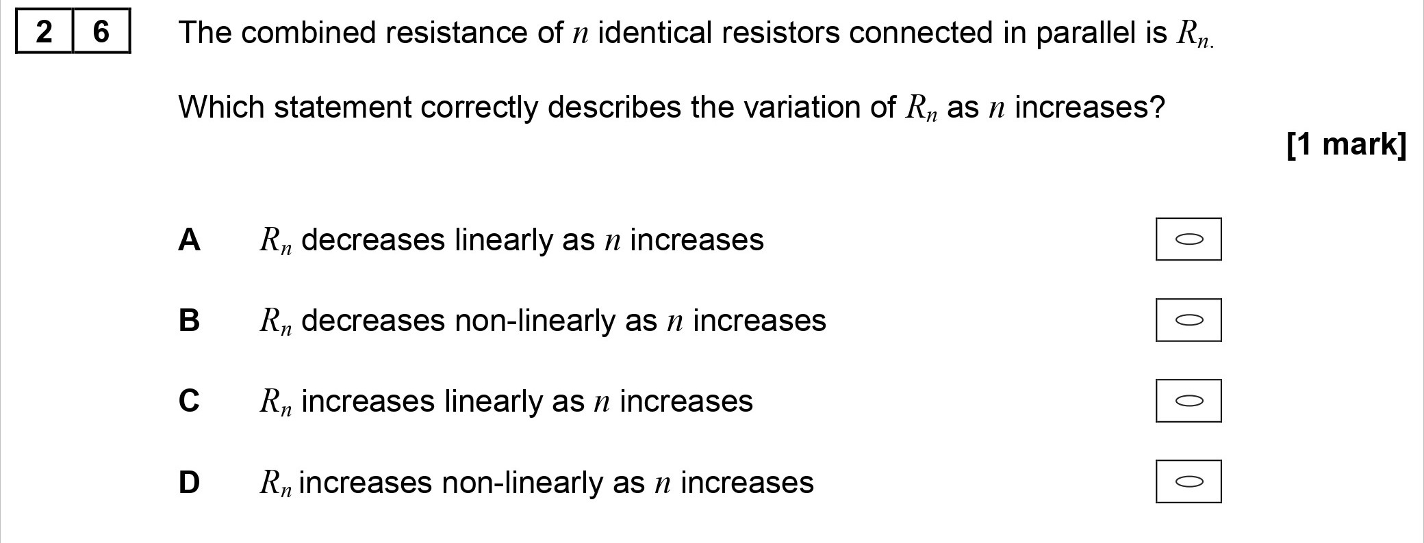 A-Level AQA Physics Resistance & Resistivity: The combined resistance of n ide