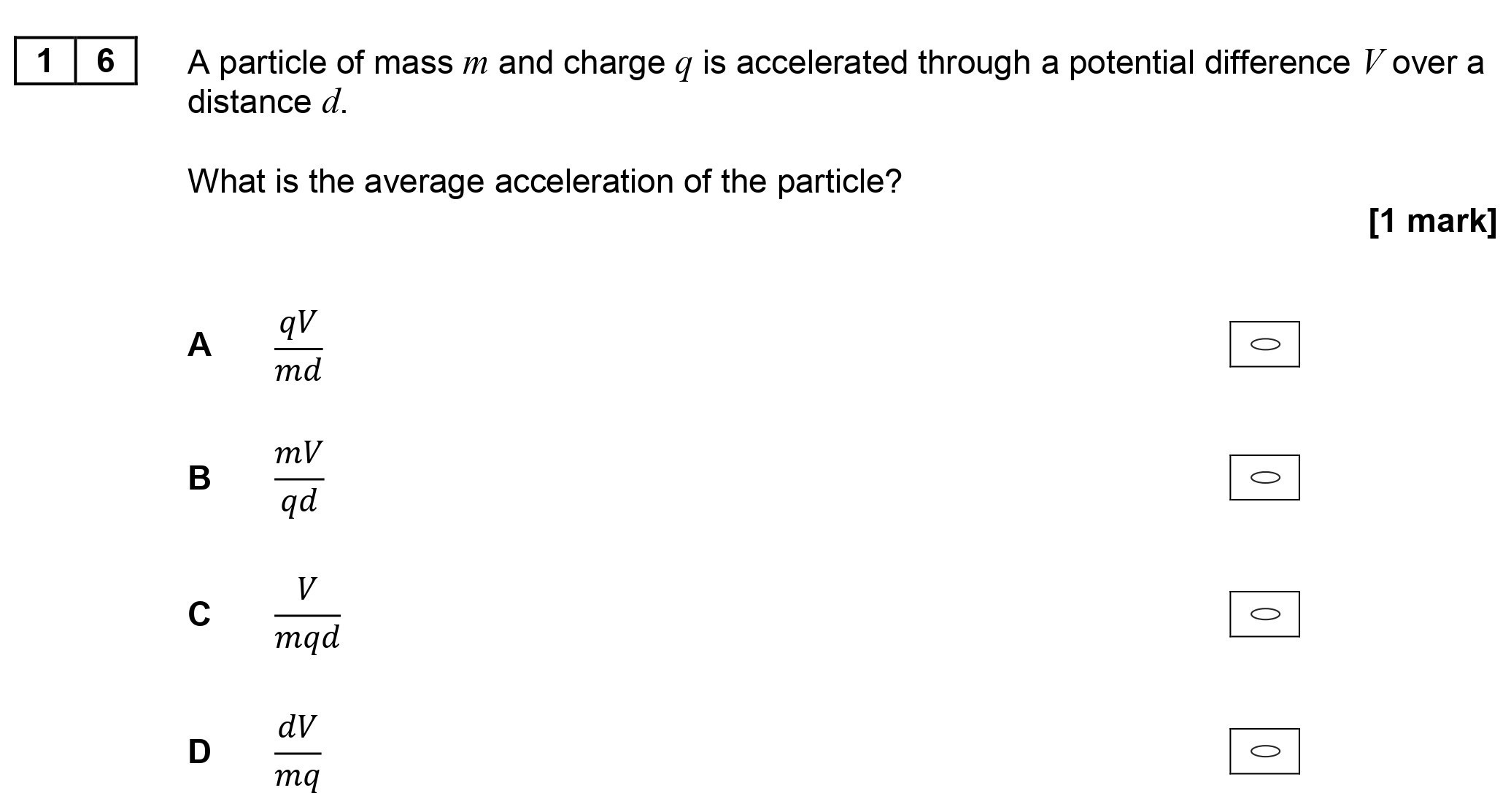 A-Level AQA Physics Newtons Laws of Motion: A particle of mass $m$ and charg