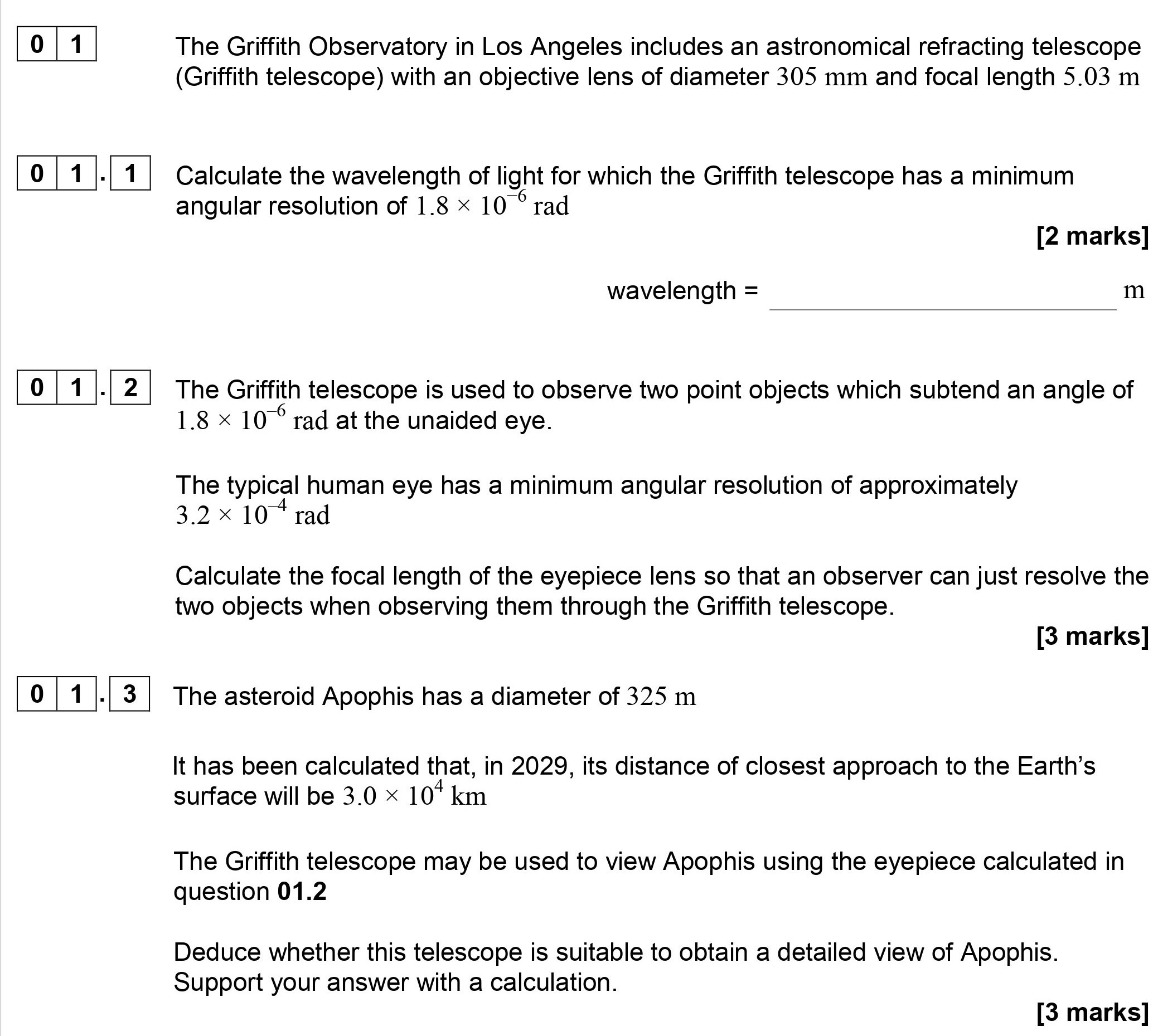 A-Level AQA Physics Telescopes: The Griffith Observatory in Los