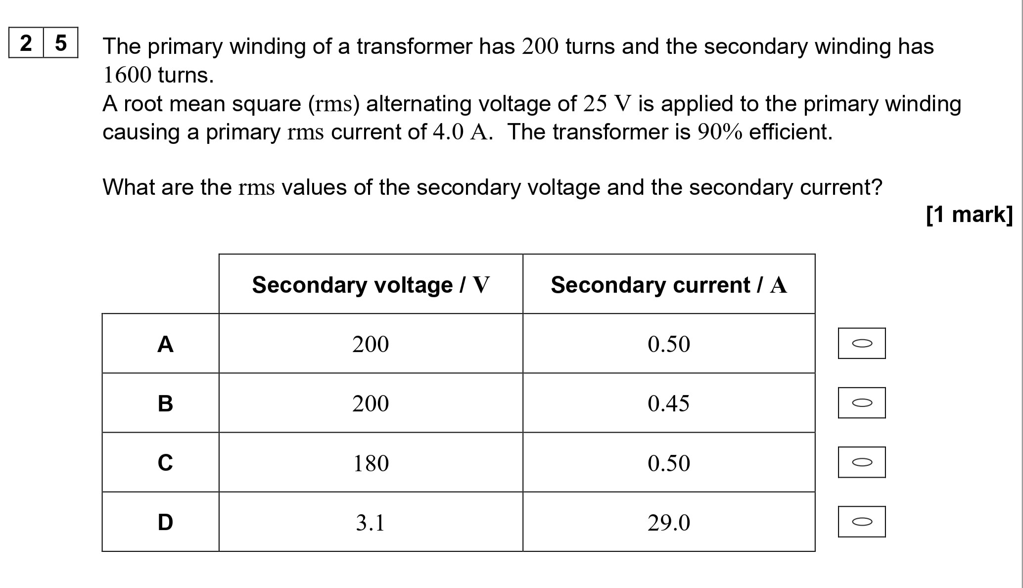 A-Level AQA Physics Electromagnetic Induction: The primary winding of a ...