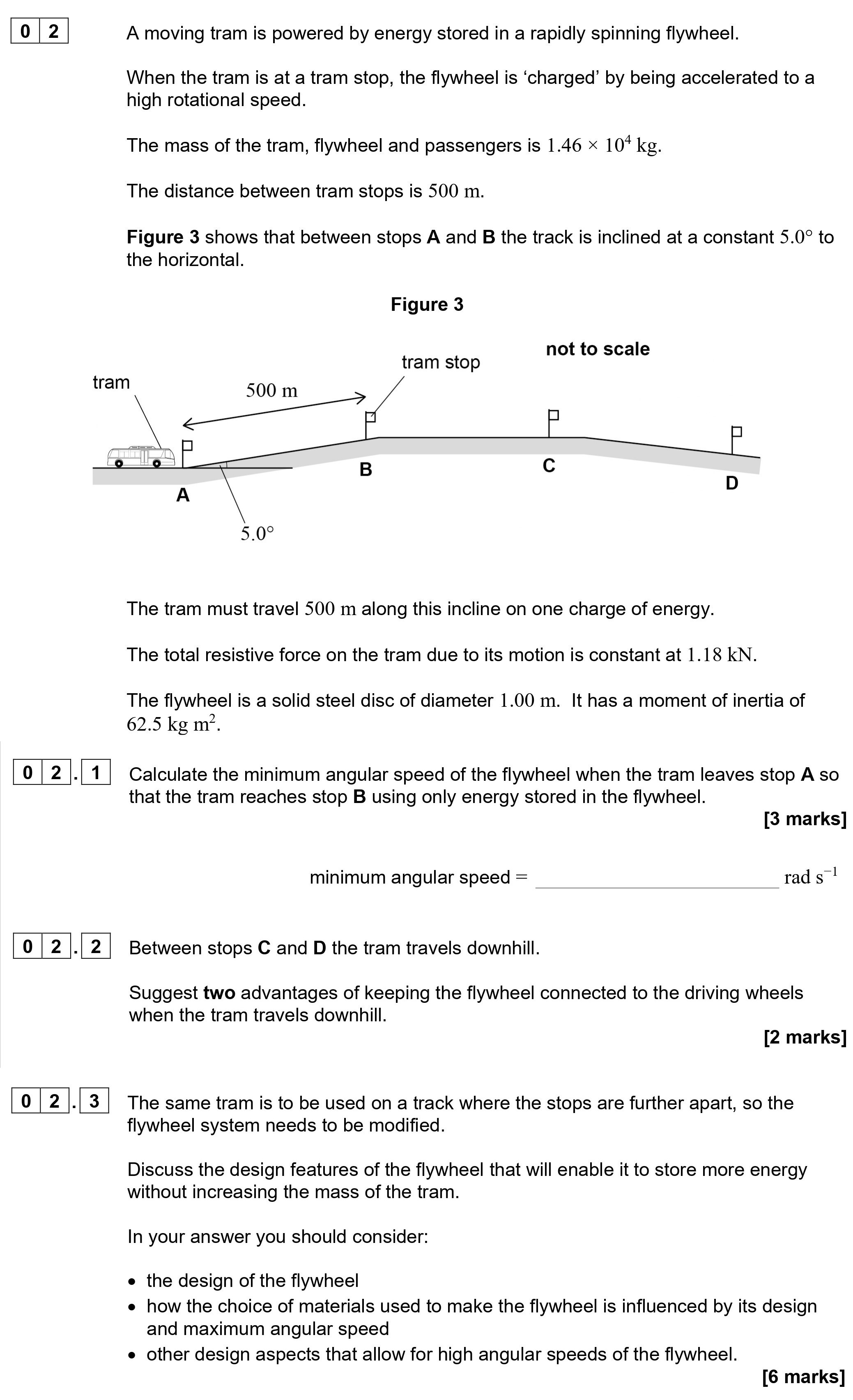 A-Level AQA Physics Work, Energy & Power: Calculate the minimum angular sp