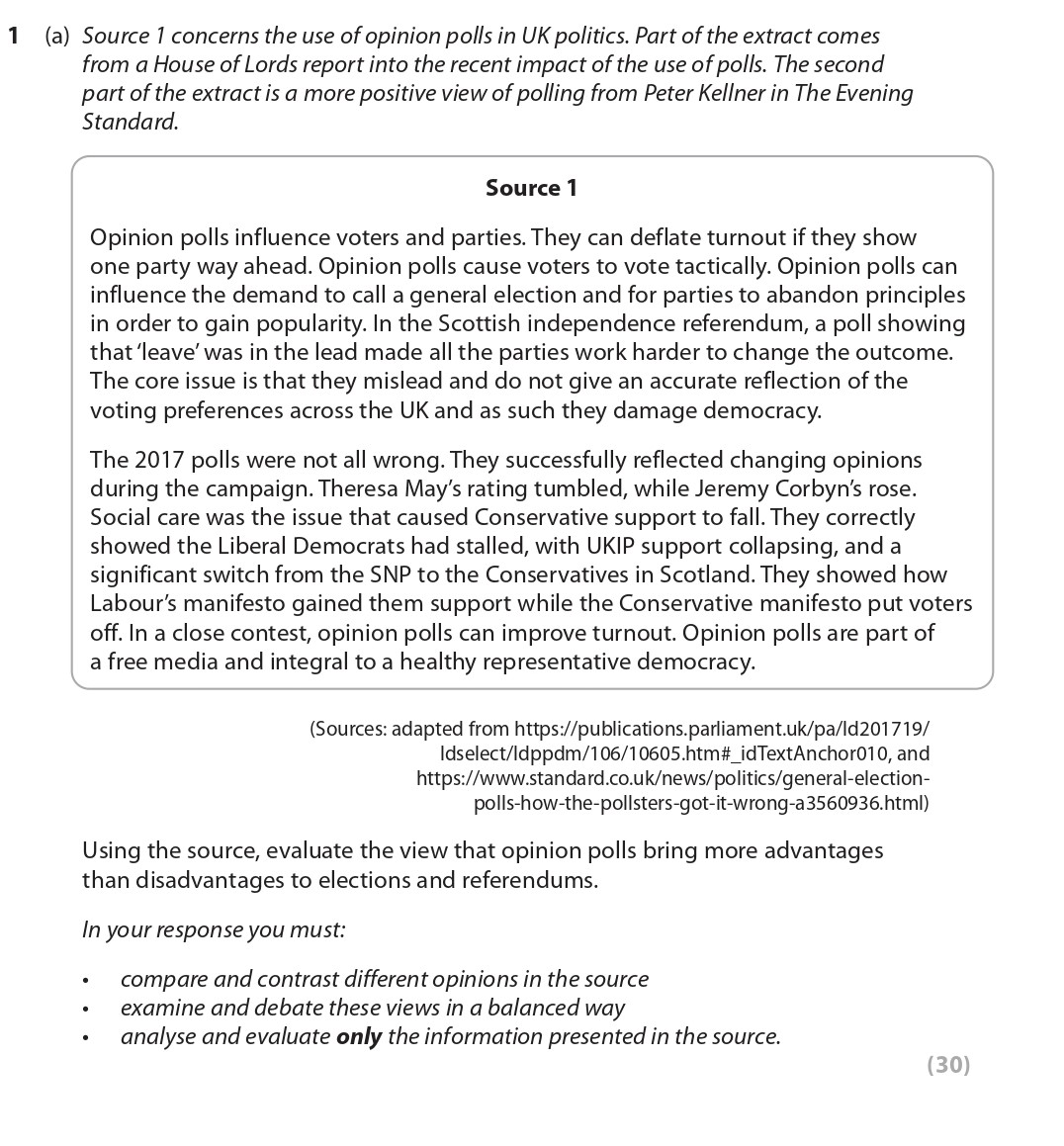 A-Level Edexcel Politics Voting Behaviour and the Media: Using the ...